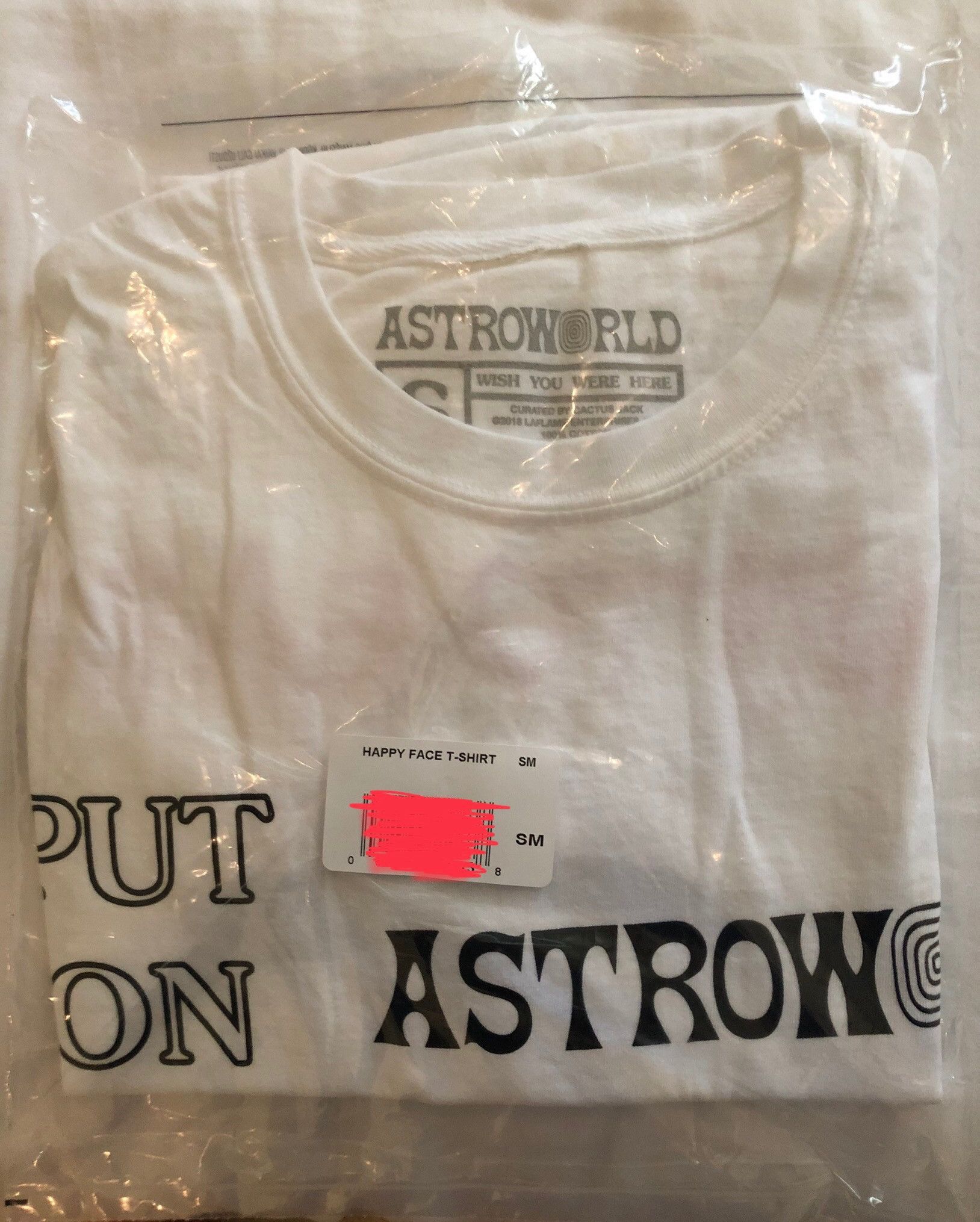 Travis Scott Happy Face T-Shirt (White) | Grailed