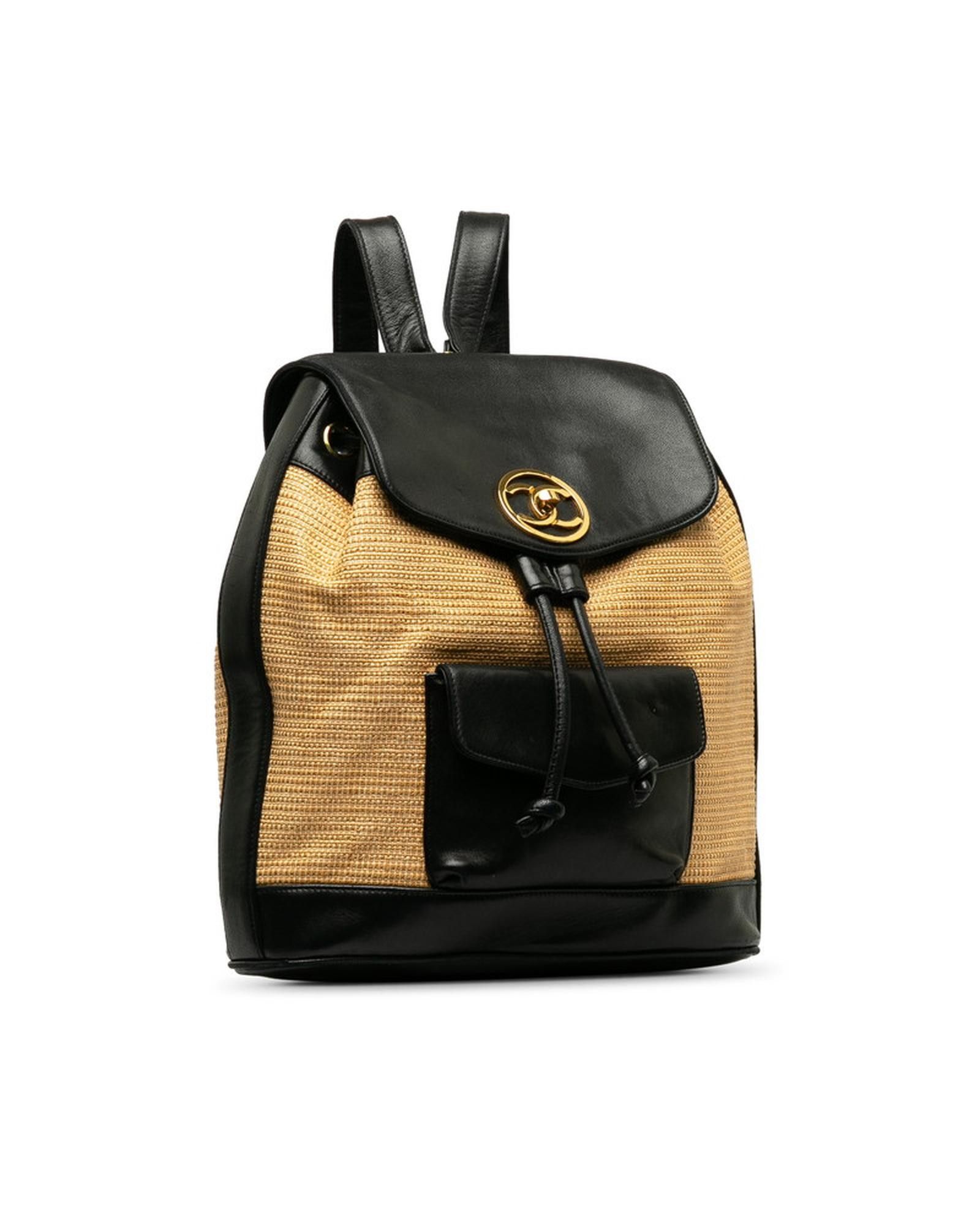 Chanel Raffia Duma Backpack Bag in Black - AB Condition | Grailed