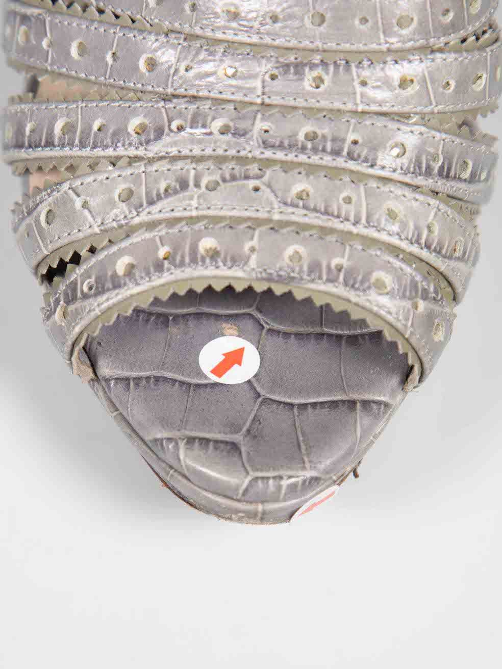 Dior Grey Croc Embossed Platform Strap Sandals | Grailed