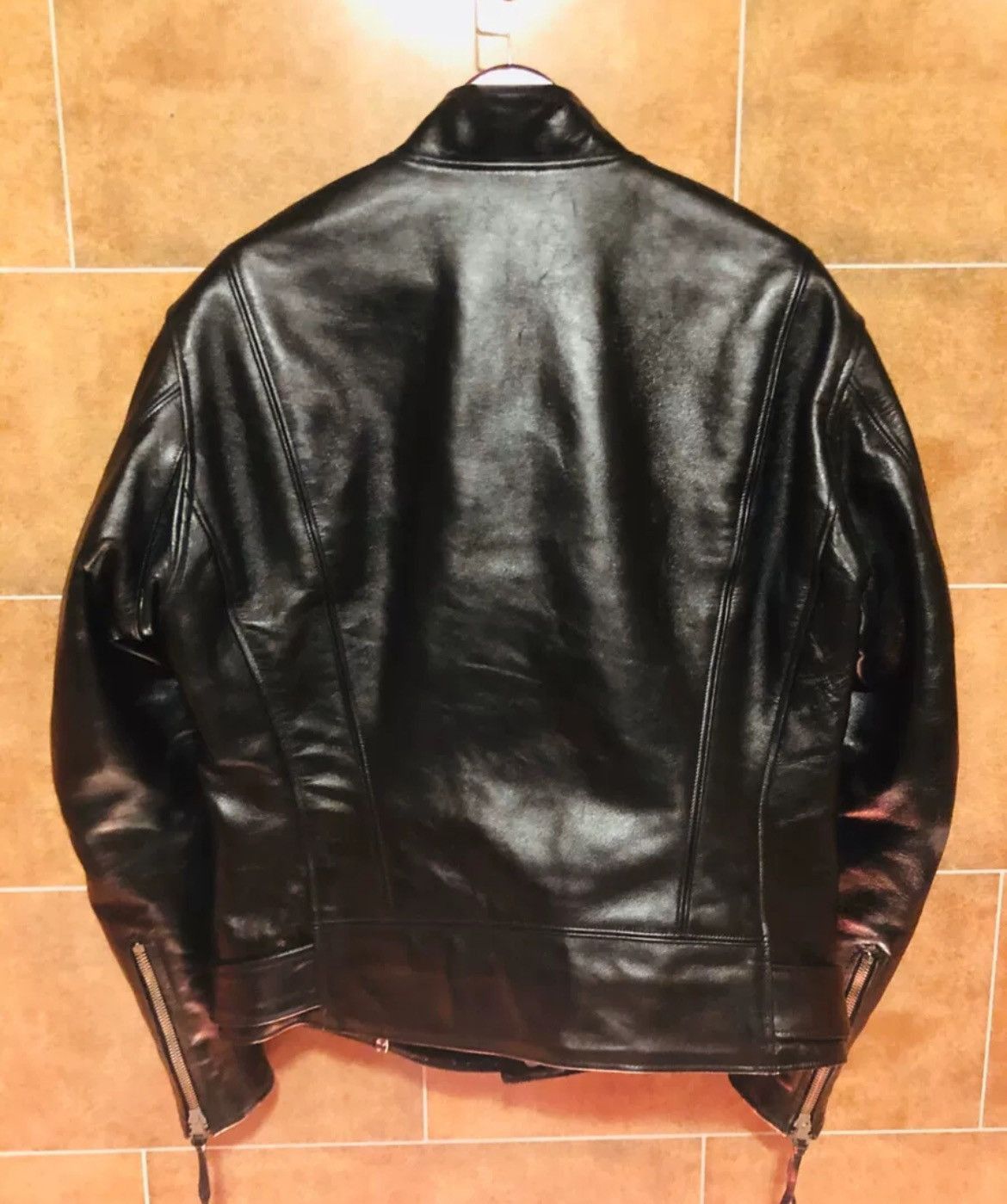 Freewheelers Freewheelers CENTINELA horse skin diagonal leather jacket ...