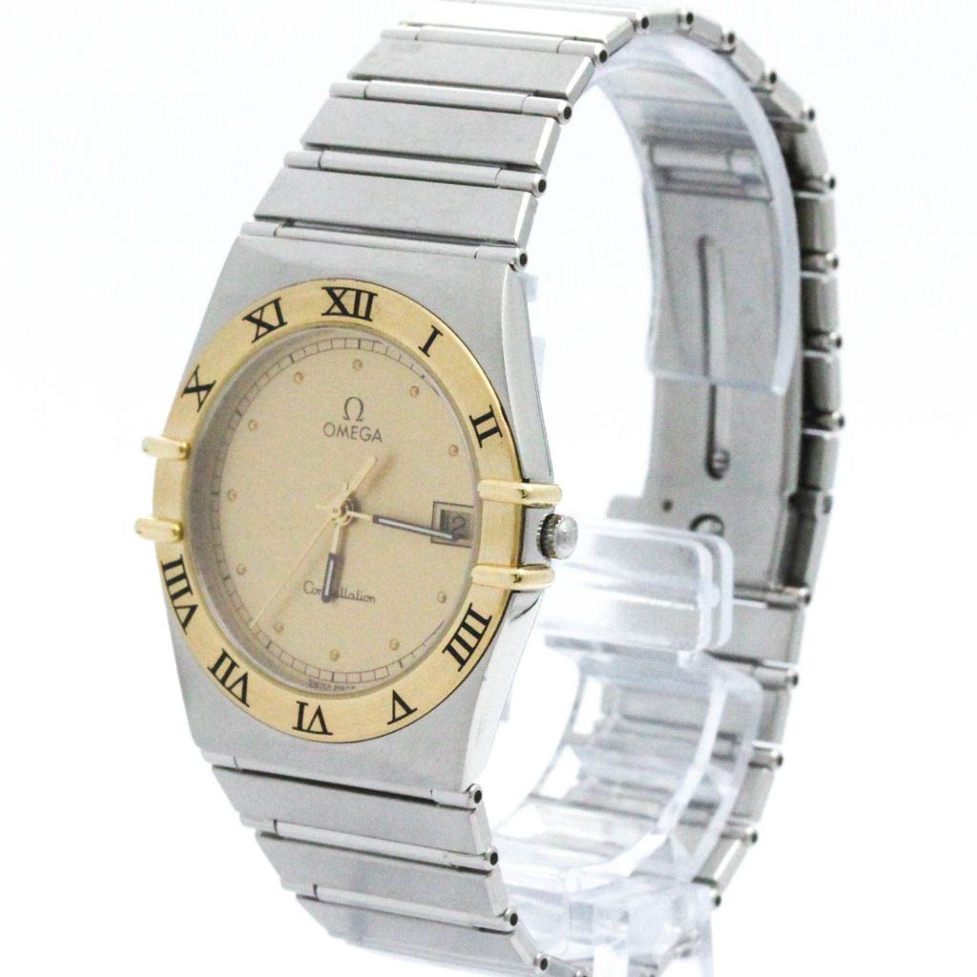 Omega Polished OMEGA Constellation 18K Gold Steel Quartz Mens Watch 396 ...