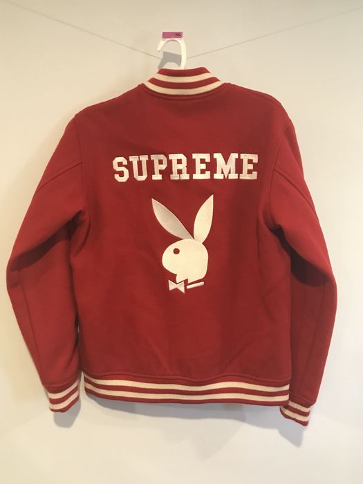 Supreme Red Playboy Varsity Jacket | Grailed