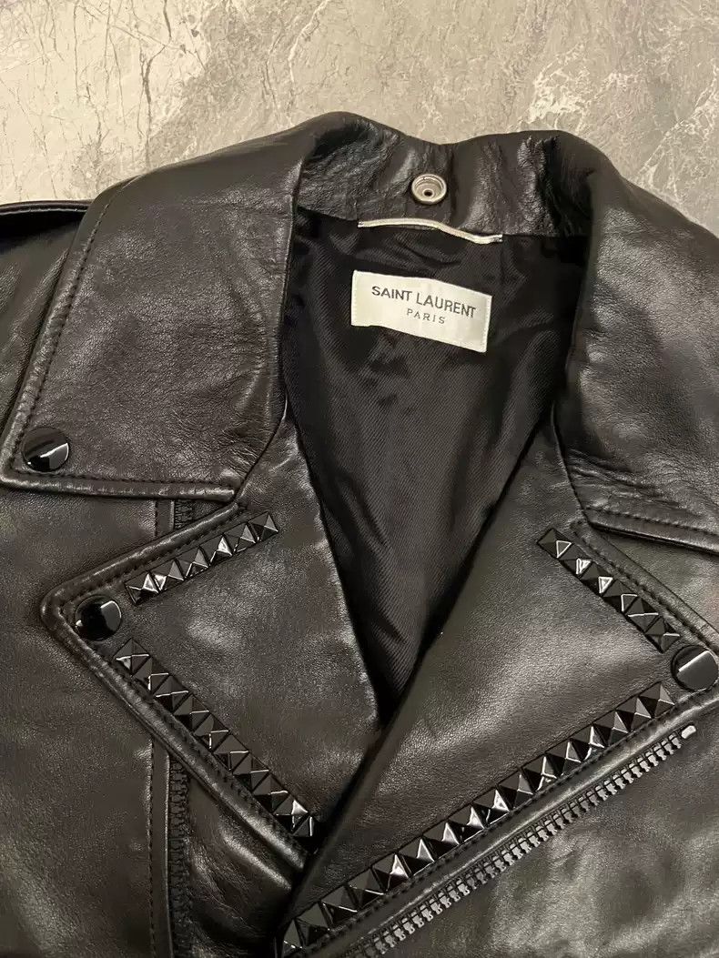 Saint Laurent Paris Saint Laurent Paris L01 Riveted Leather Jacket ...