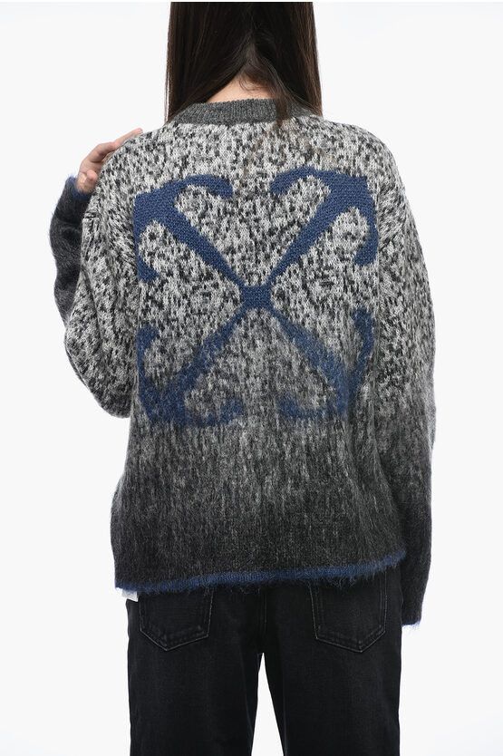Off-White Gradient FUZZY Crewneck Sweater With Logo Embroidery | Grailed