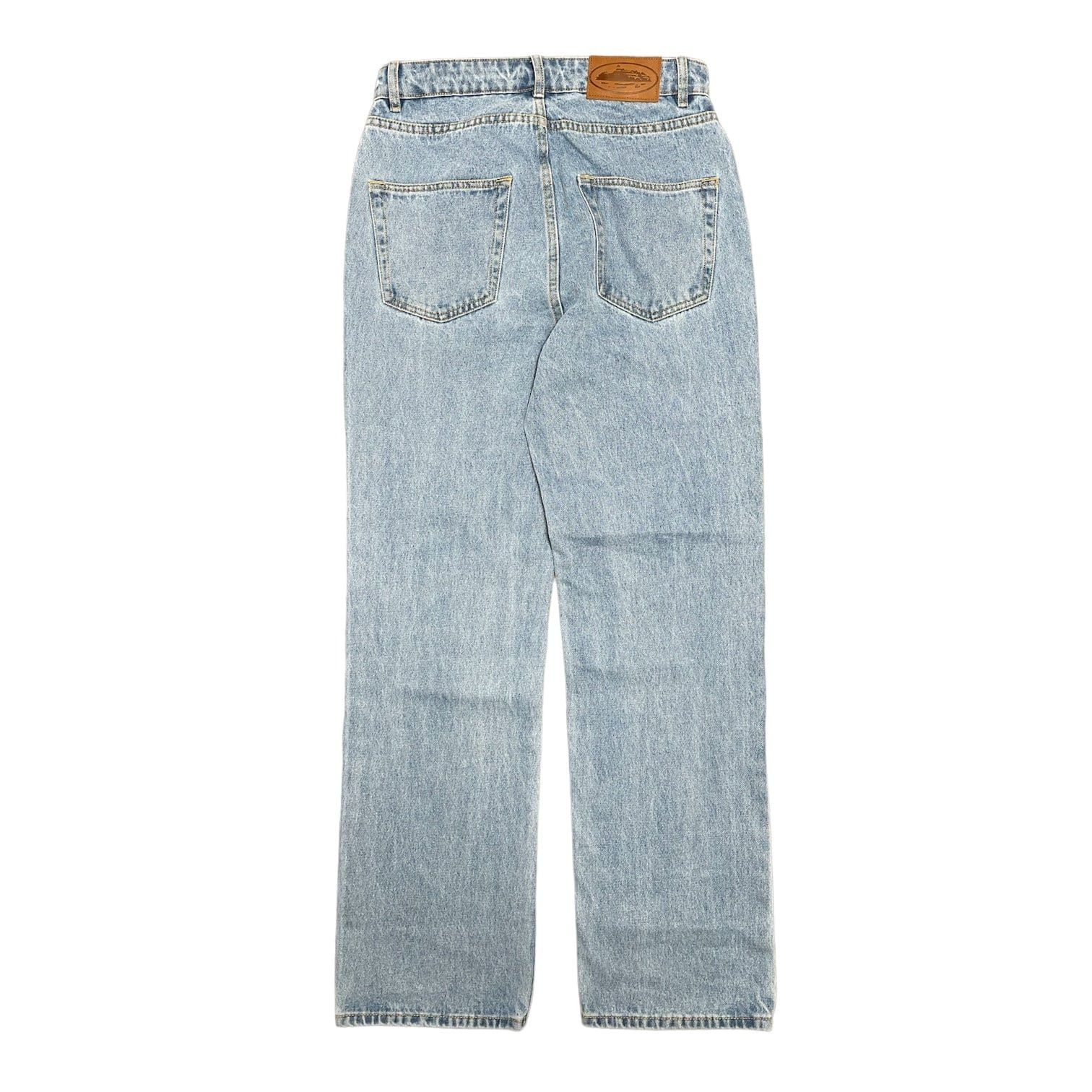 Corteiz Alcatraz Baggy Jeans Washed Blue | Grailed