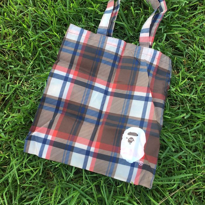 Bape Burberry Check Plaid Style Tote Bag | Grailed