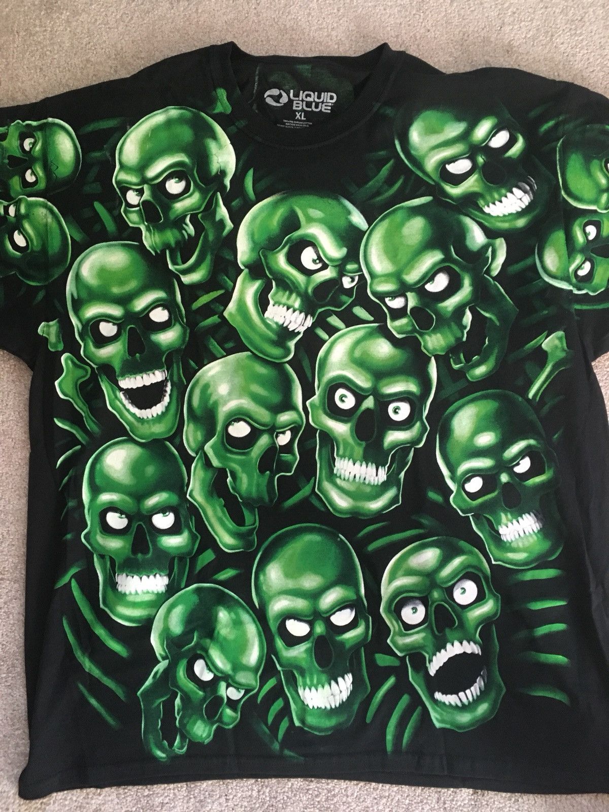 Travis Scott Liquid Blue Skull Pile Shirt | Grailed
