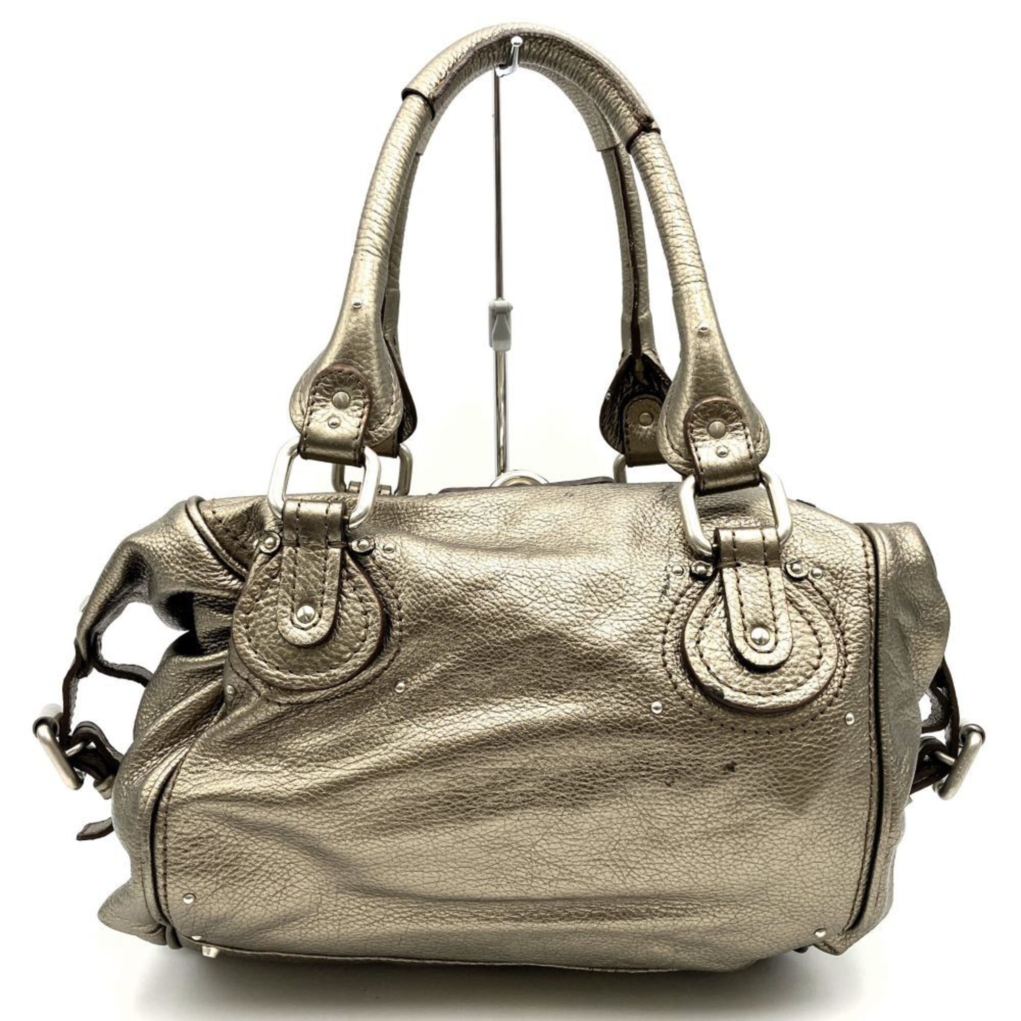 Chloe Chloé Chloe Paddington shoulder bag metallic gold leather padlock ...