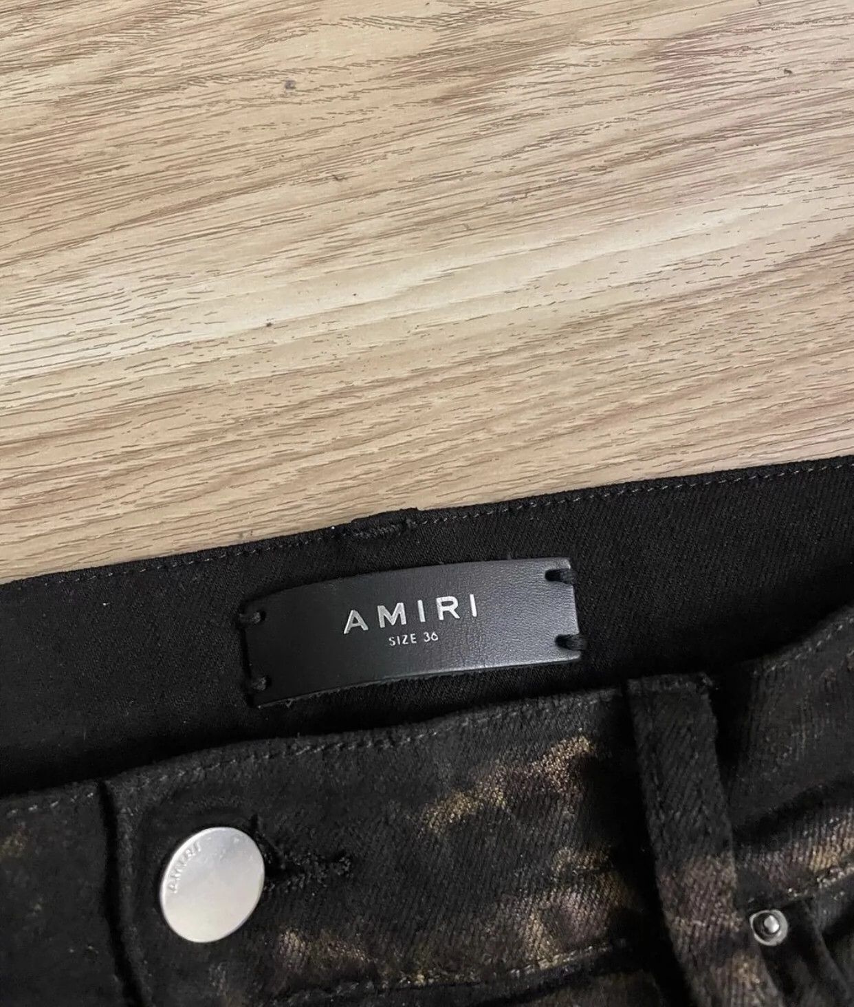 Amiri Amiri Classic Heavy Industry Dark Leopard Pattern Destruction ...