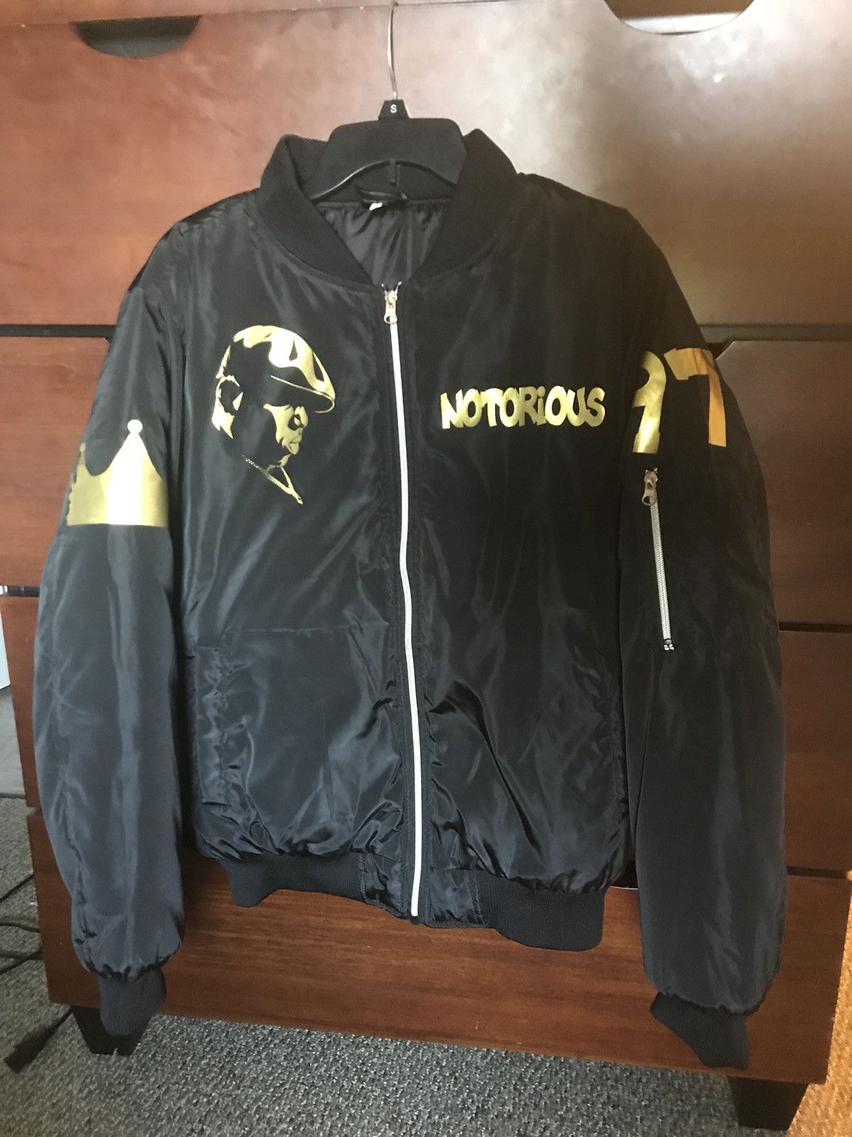 Black Sheep Notorious BIG Bomber Puffer Jacket Black Gold Size Medium ...