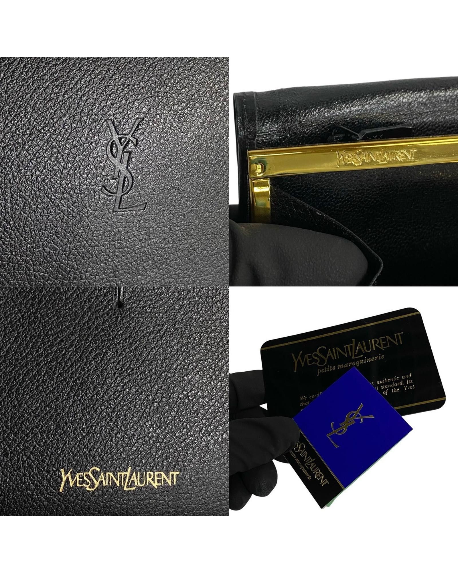 Yves Saint Laurent YSL Logo Long Wallet in Black Leather | Grailed