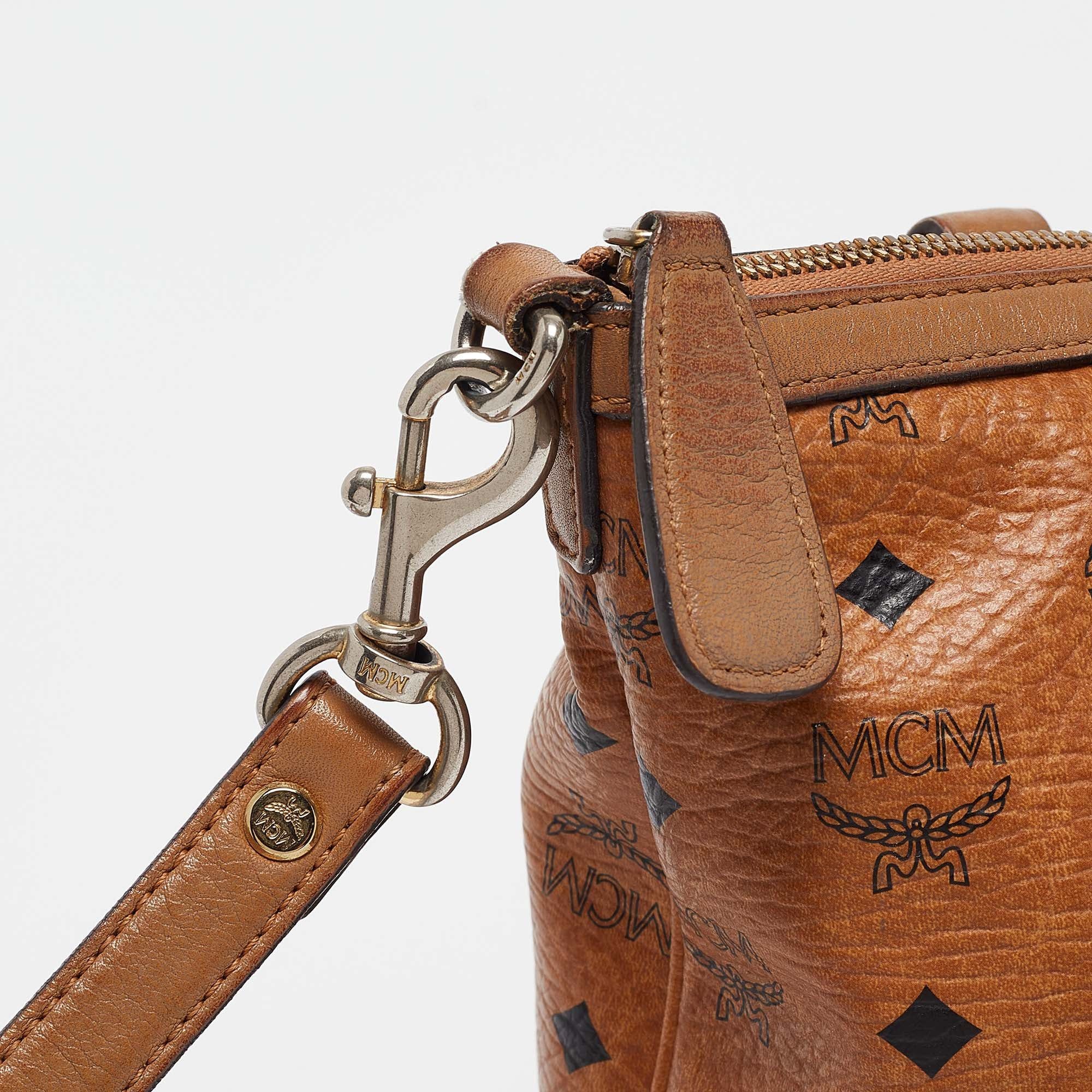MCM MCM Cognac Visetos Coated Canvas and Leather Essentials Shopper ...
