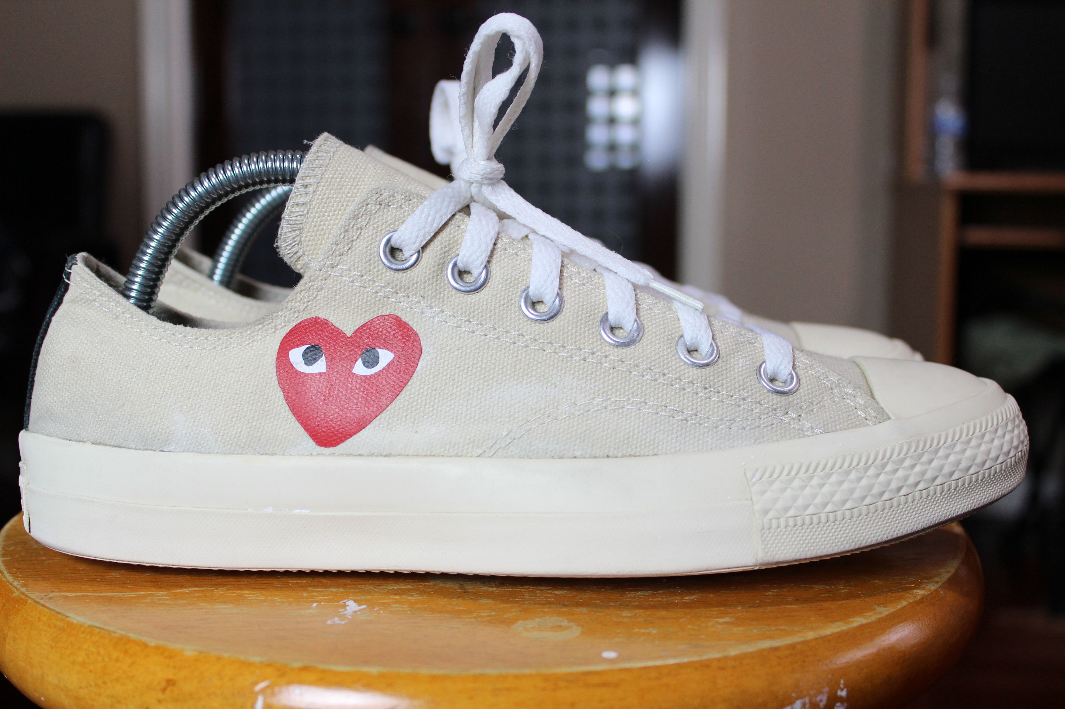 Comme des Garcons × Converse CDG White Beige Cream Low Tops 1.0 OG ...