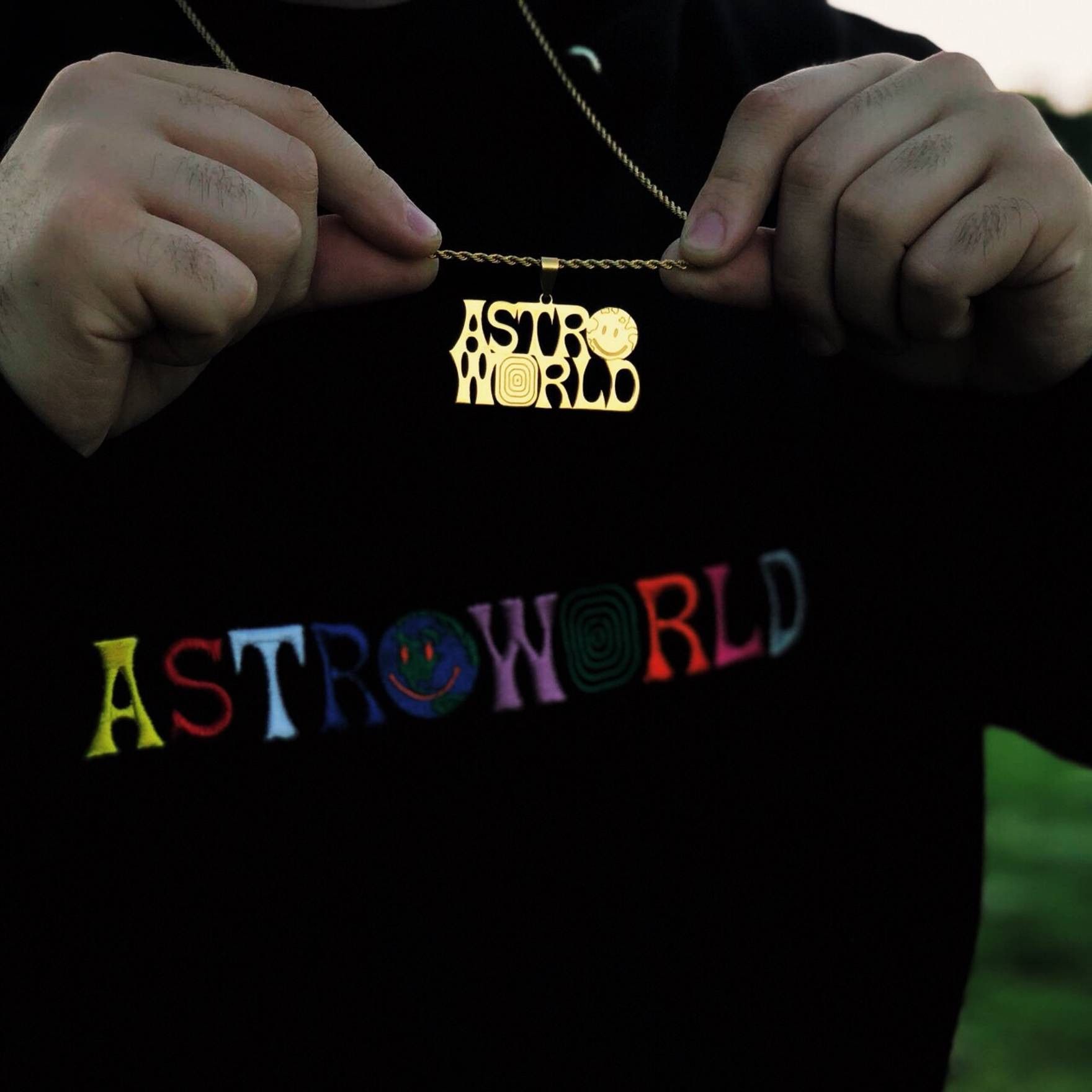 Jewelry Gold Travis Scott Astroworld Smiley Earth Logo Custom Pendant ...