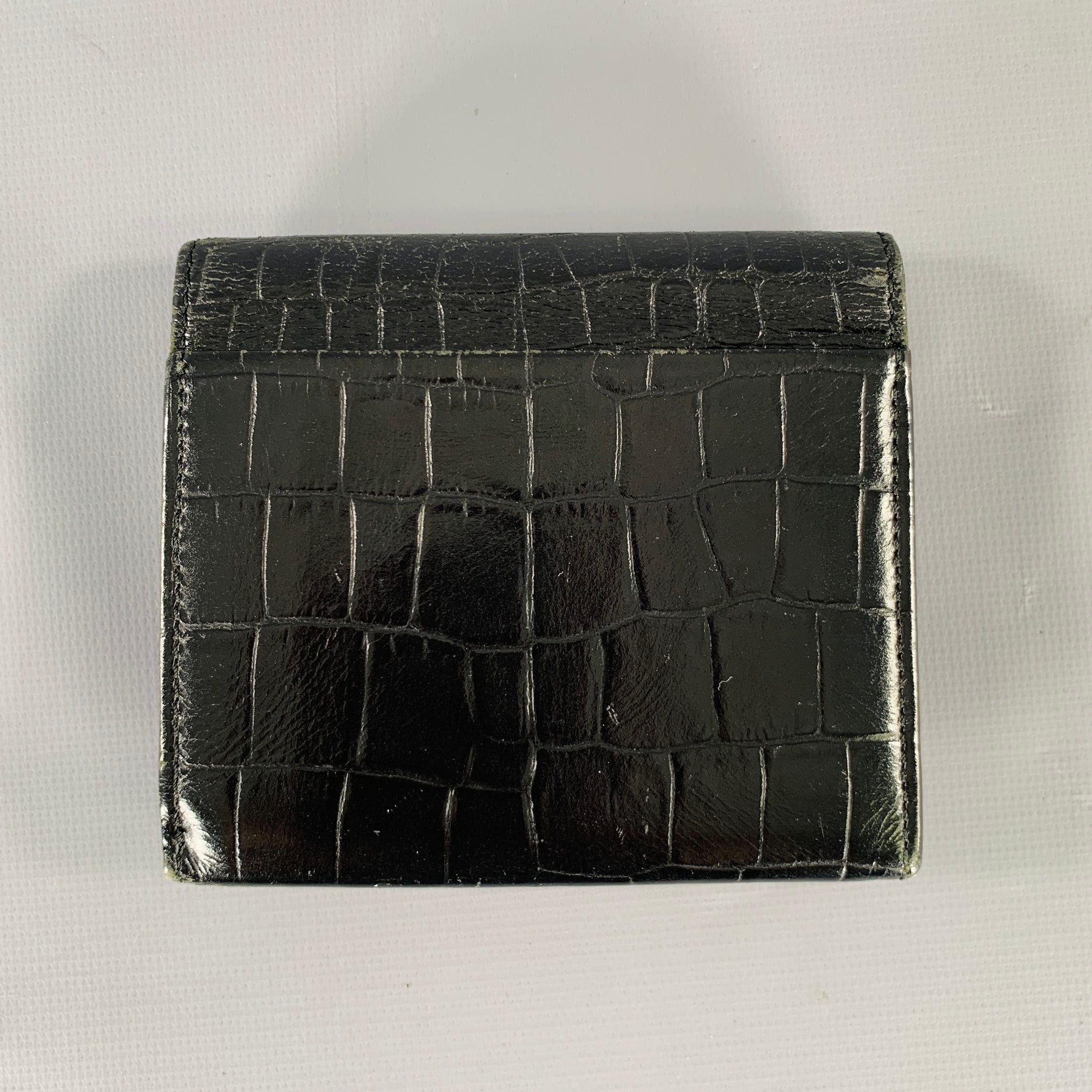 Nina Ricci Black Croc Embossed Leather Bifold Wallet | Grailed