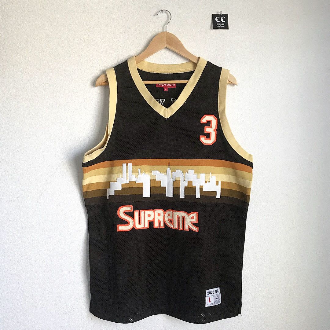 NBA × Supreme Supreme Nuggets Basketball Jersey Denver Skyline Brown ...