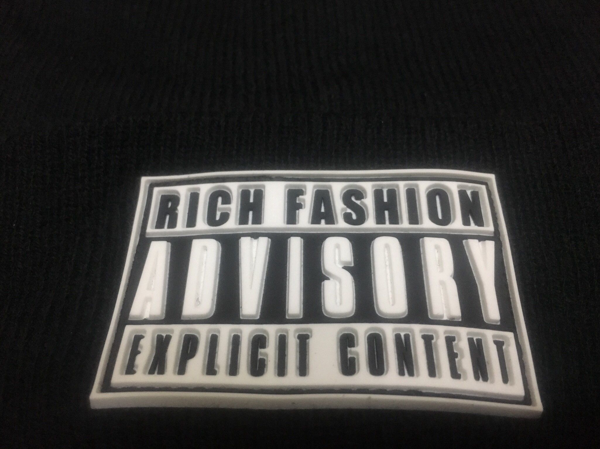 Joyrich Joyrich Beanie Hat Parody Parental Advisory Warning Label | Grailed