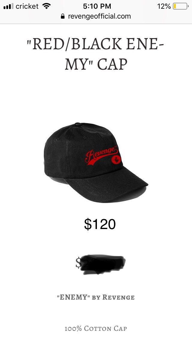 Revenge Red/Black Enemy Cap Revenge Hat XXXTentacacion Juice Wrld | Grailed