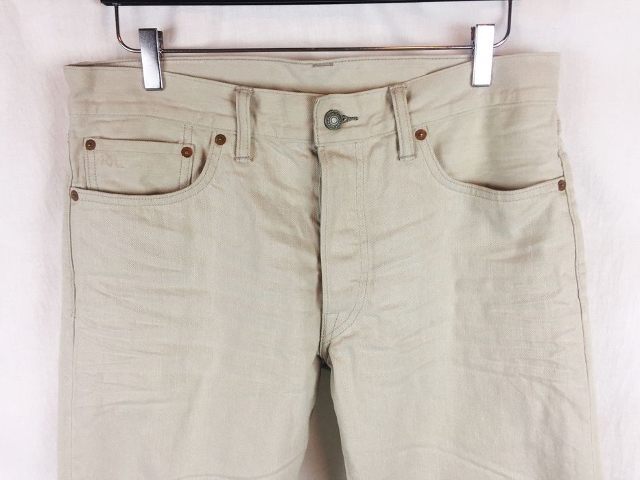 RRL Ralph Lauren Men's RRL Ralph Lauren Slim Narrow Shuttle Woven Selvedge Denim Beige Tan 33x32 ...