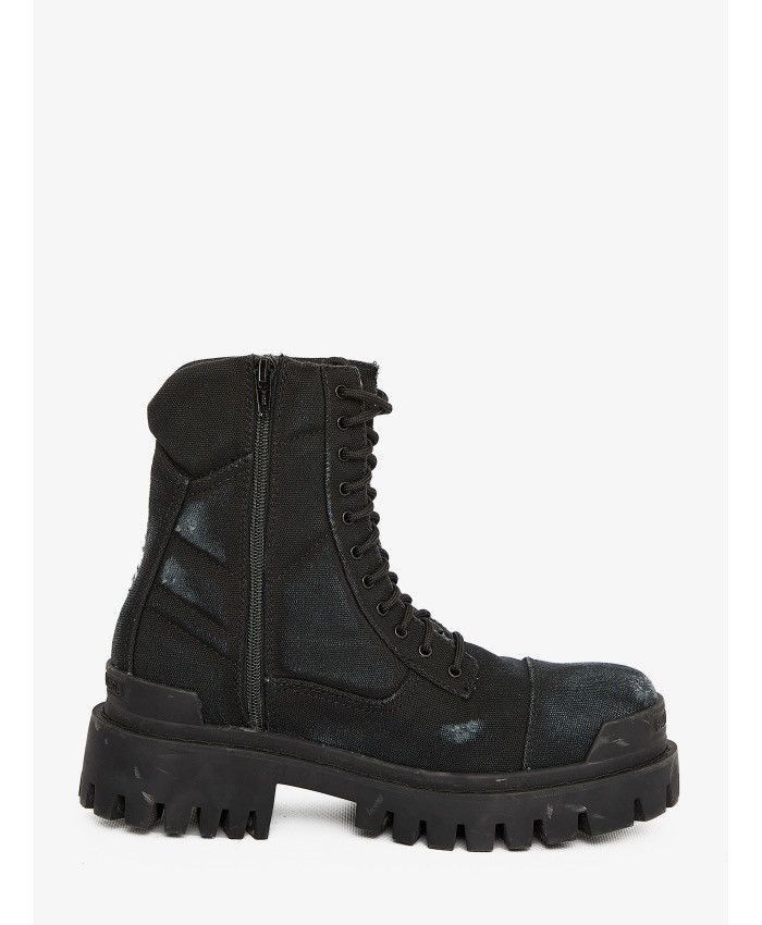 Balenciaga Balenciaga Black Strike Distressed Lace-Up Boots | Grailed