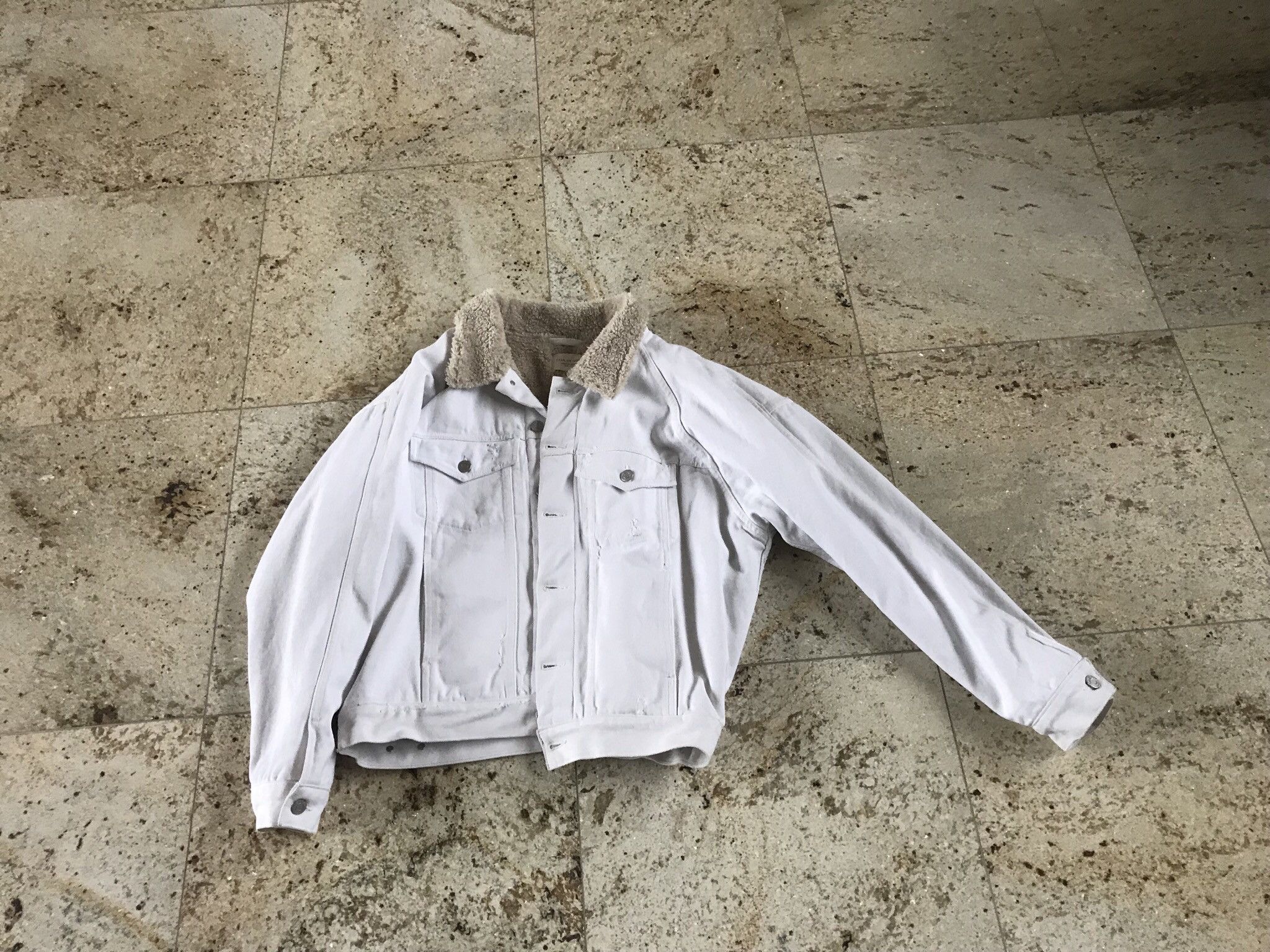 Fear of God Fourth Collection Distressed White Denim Shearling | Grailed