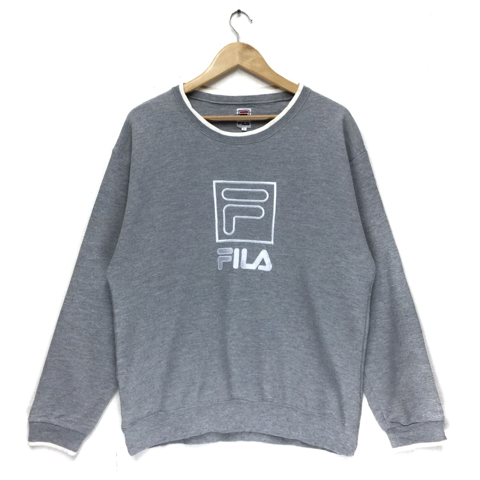 vintage fila big logo embroidered jumper sweatshirt