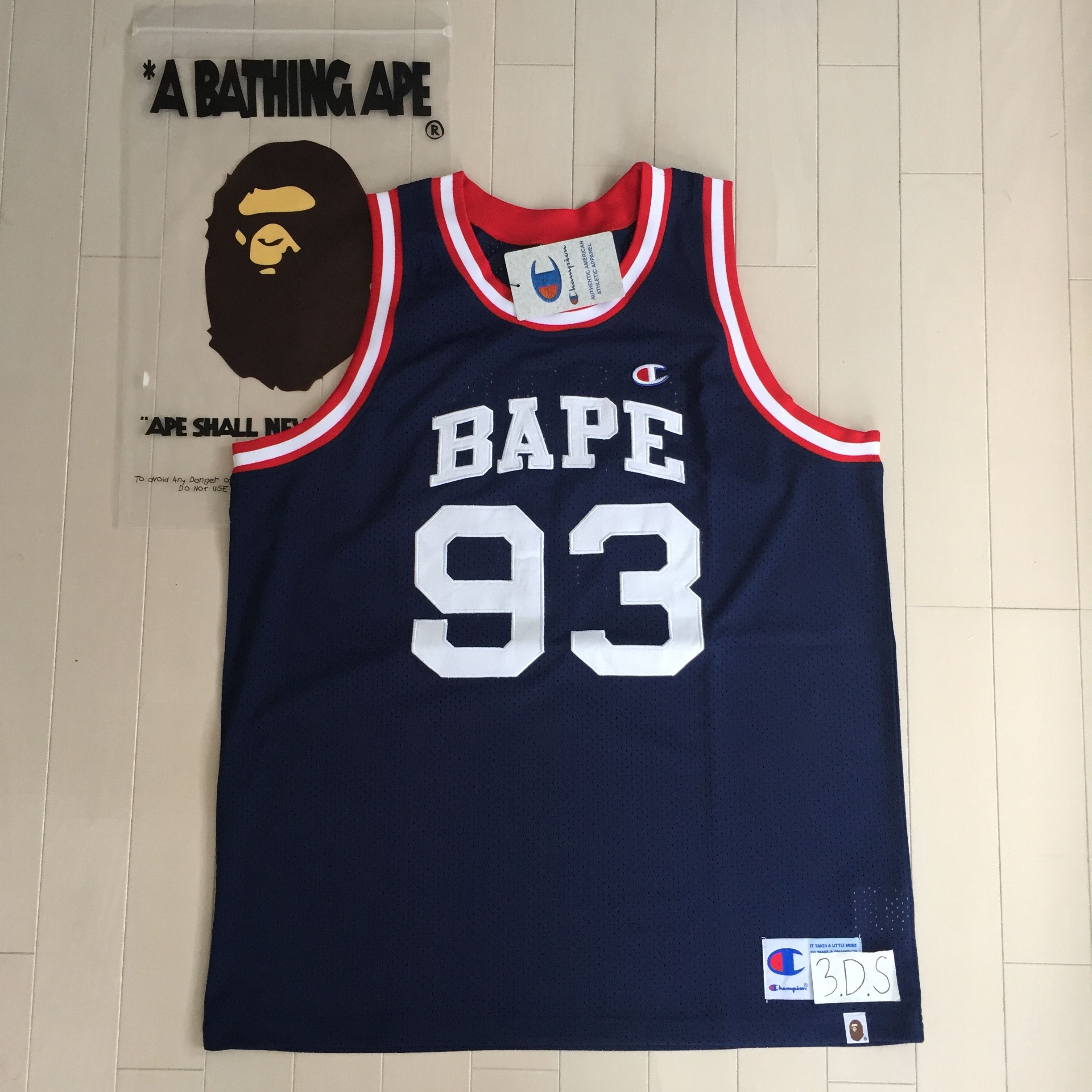 Bape BAPE X Champion Navy/Red Basketball Jersey | Grailed
