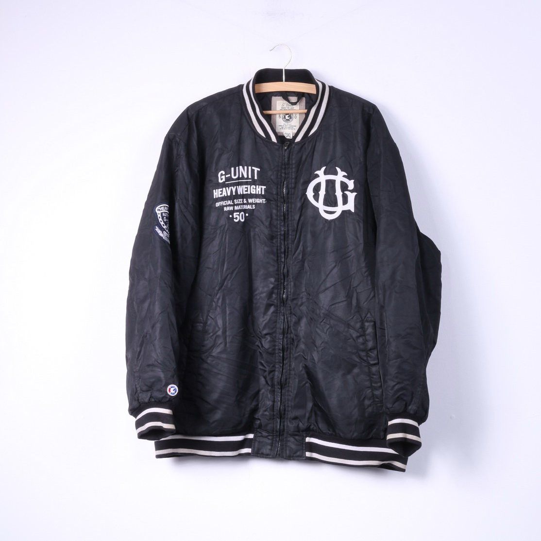 G-Unit G-Unit Mens 2XL Bomber Jacket Black Zip Up Nylon 50 Cent Built ...