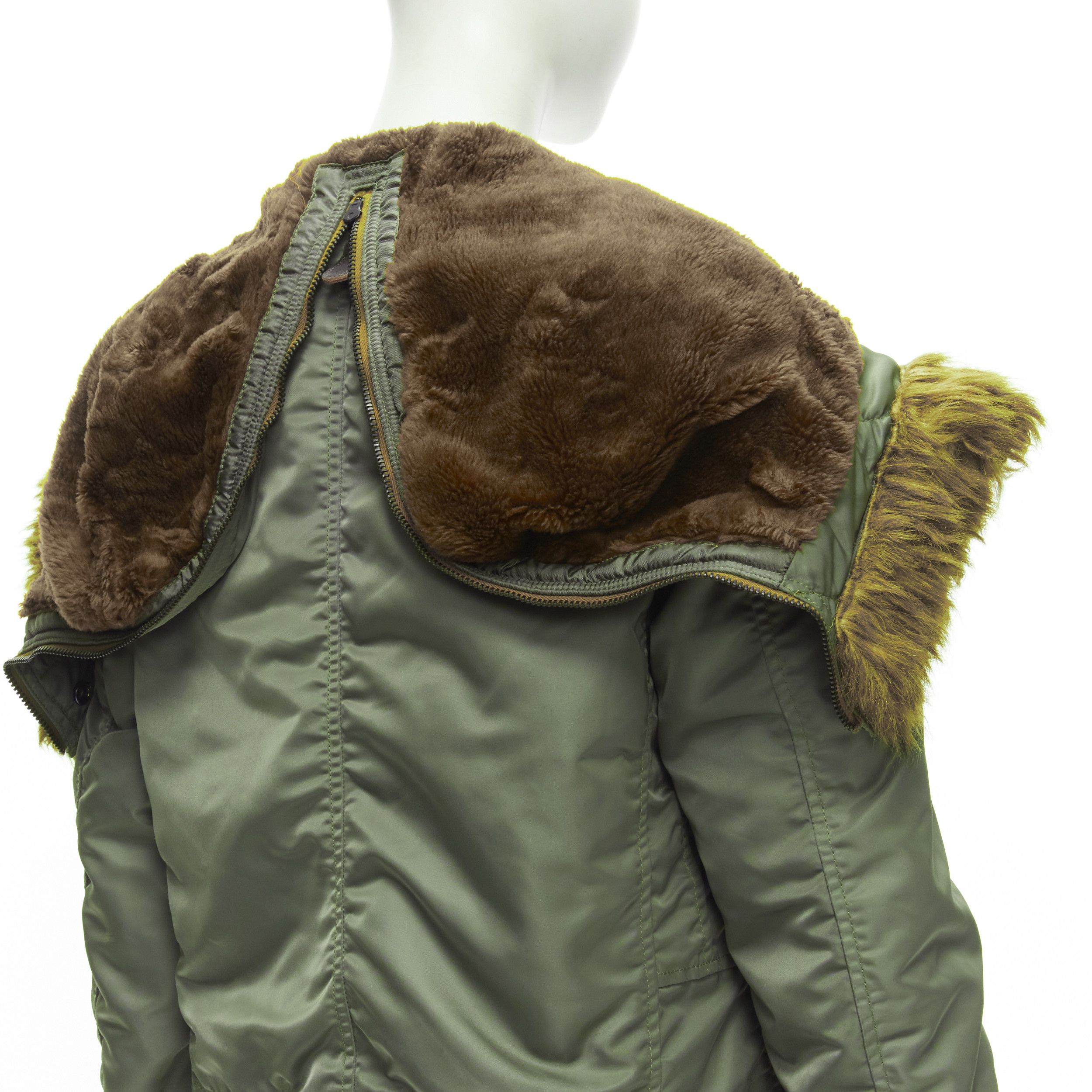 Junya Watanabe JUNYA WATANABE 2006 brown faux fur hood green padded ...