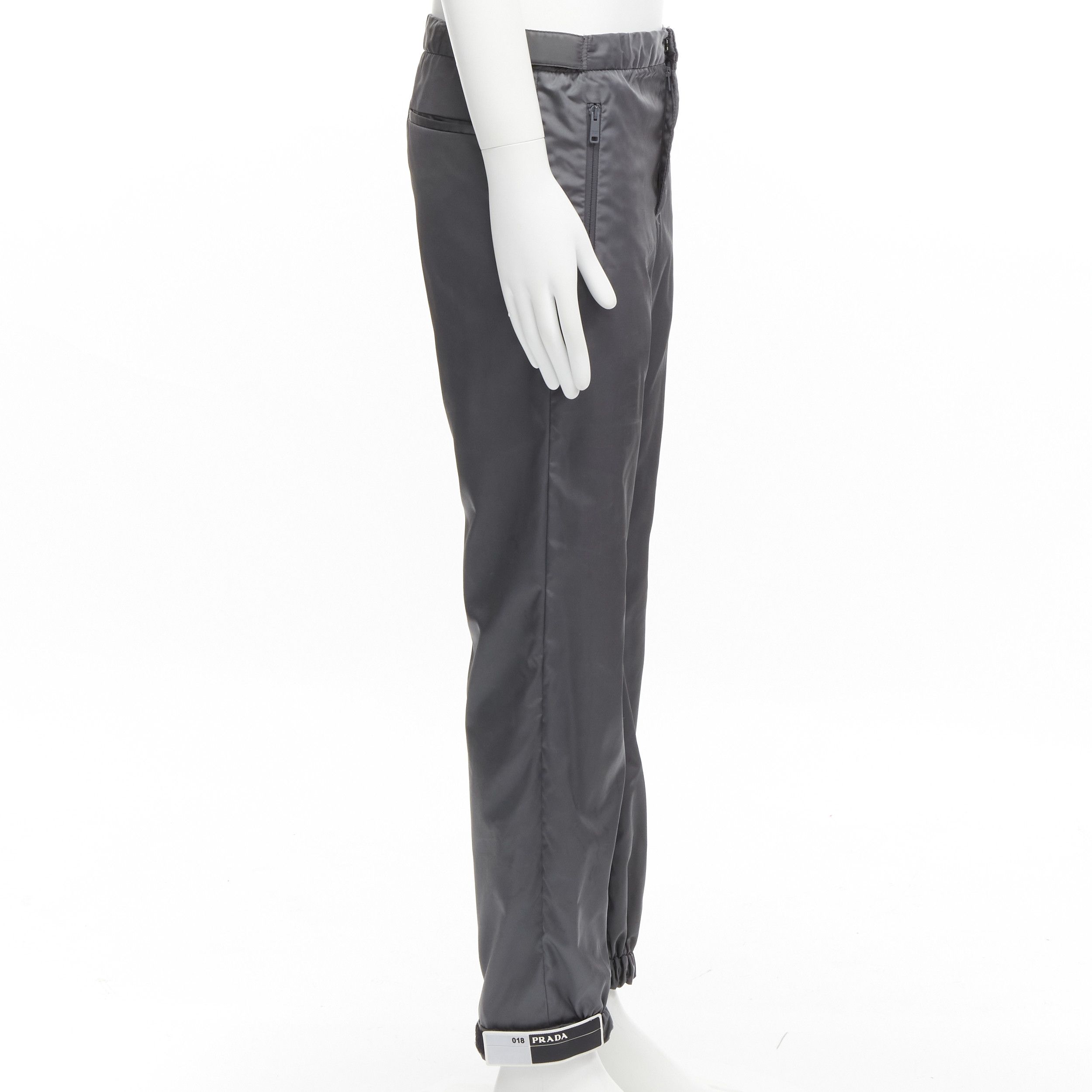 Prada PRADA 2018 logo rubber tab grey gabardine nylon technical jogger ...