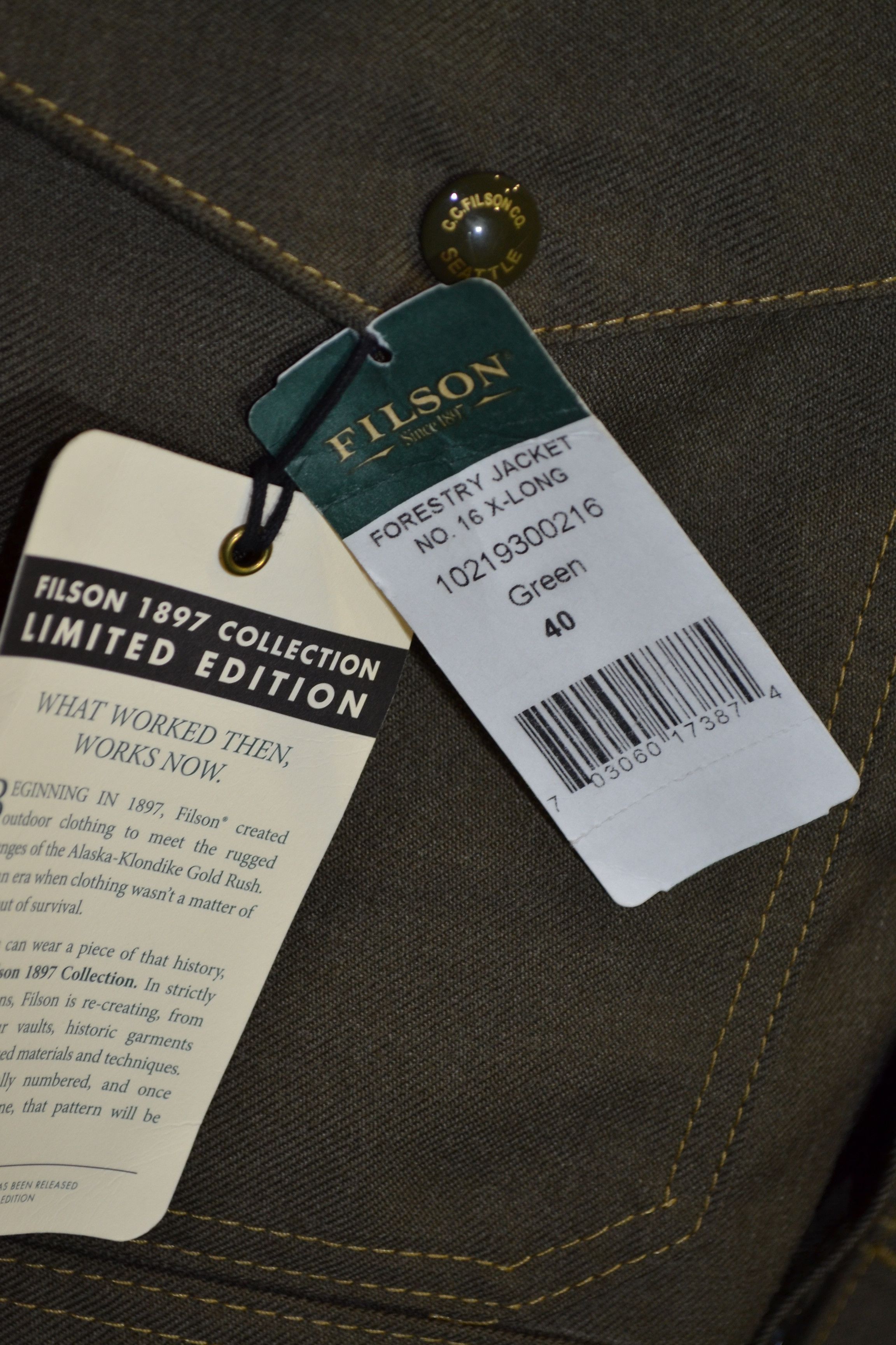 Filson NEW Filson Forestry Cloth Cruiser size 40 L 100% Virgin Wool ...