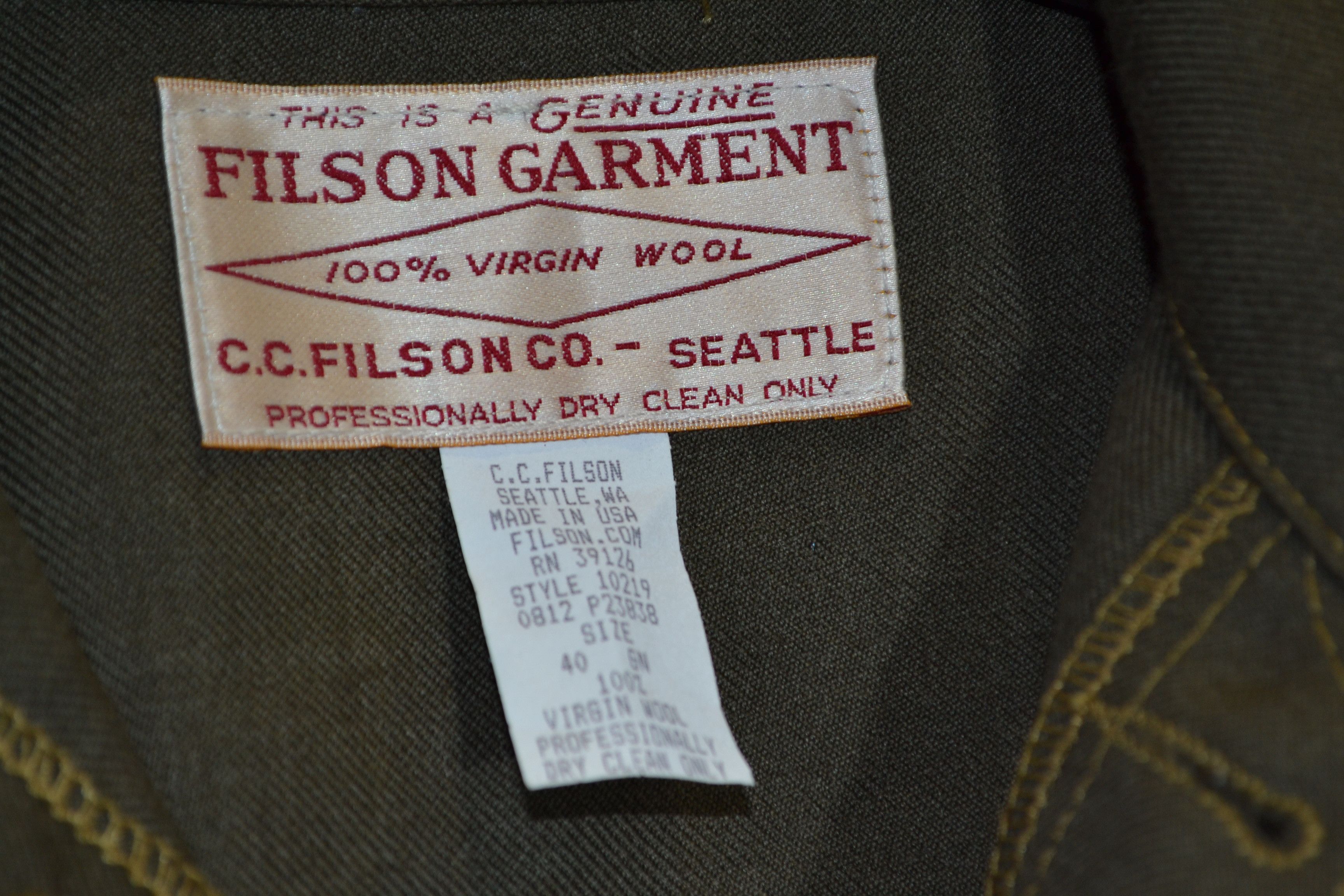 Filson NEW Filson Forestry Cloth Cruiser size 40 L 100% Virgin Wool ...