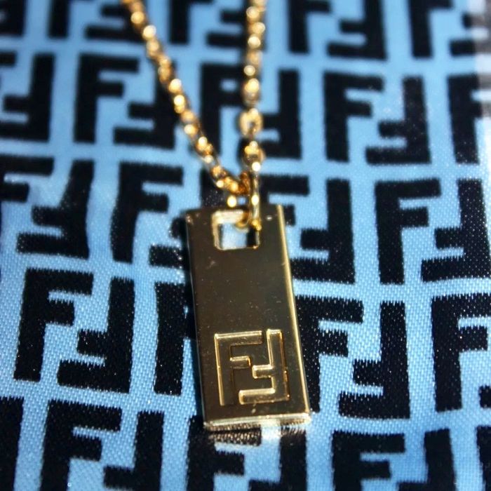 Fendi Gold Fendi Logo Pendant Necklace | Grailed