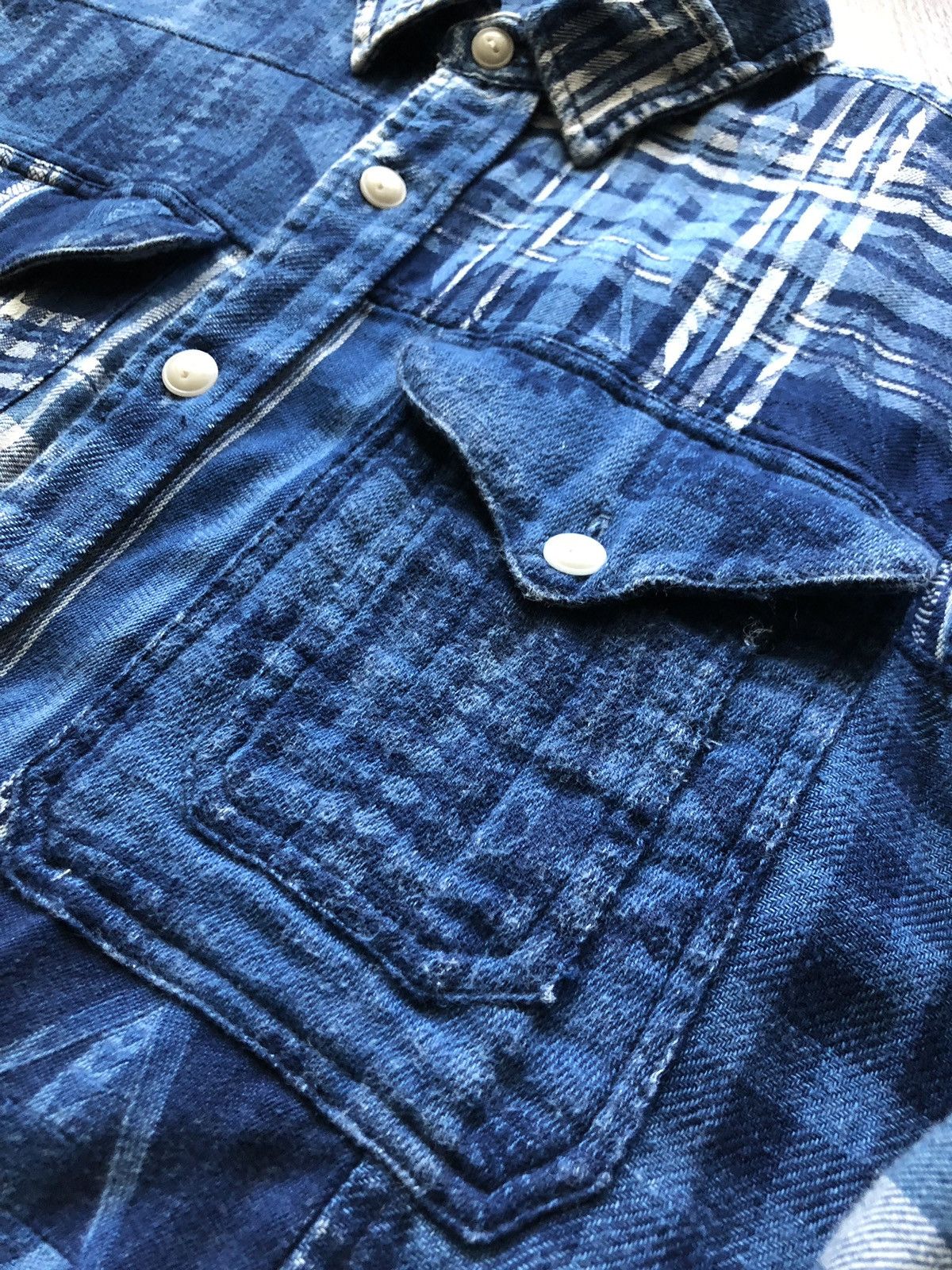 Polo Ralph Lauren × RRL Ralph Lauren FINAL DROP: Indigo Patchwork Boro Navajo Flannel Button Up ...