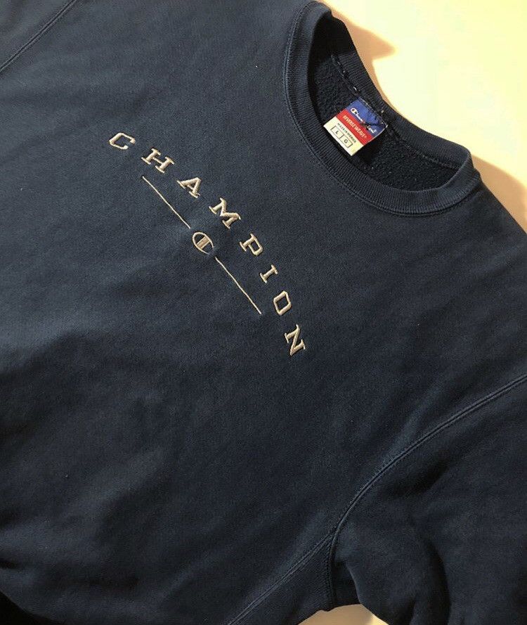 Champion Navy Blue Vintage Champion Crew Neck | Grailed