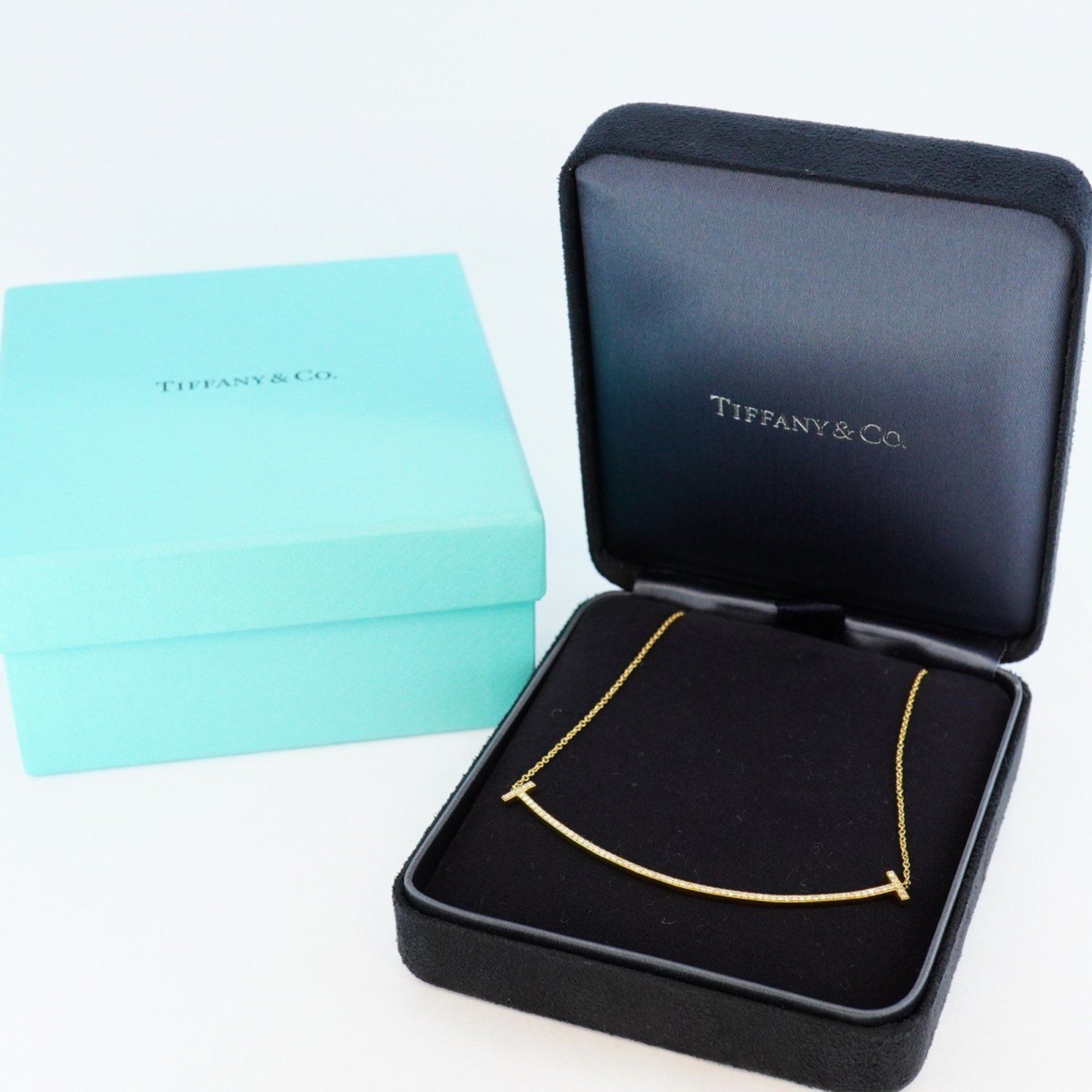 Tiffany & Co. Tiffany Necklace T Smile Diamond K18YG Yellow Gold Large ...