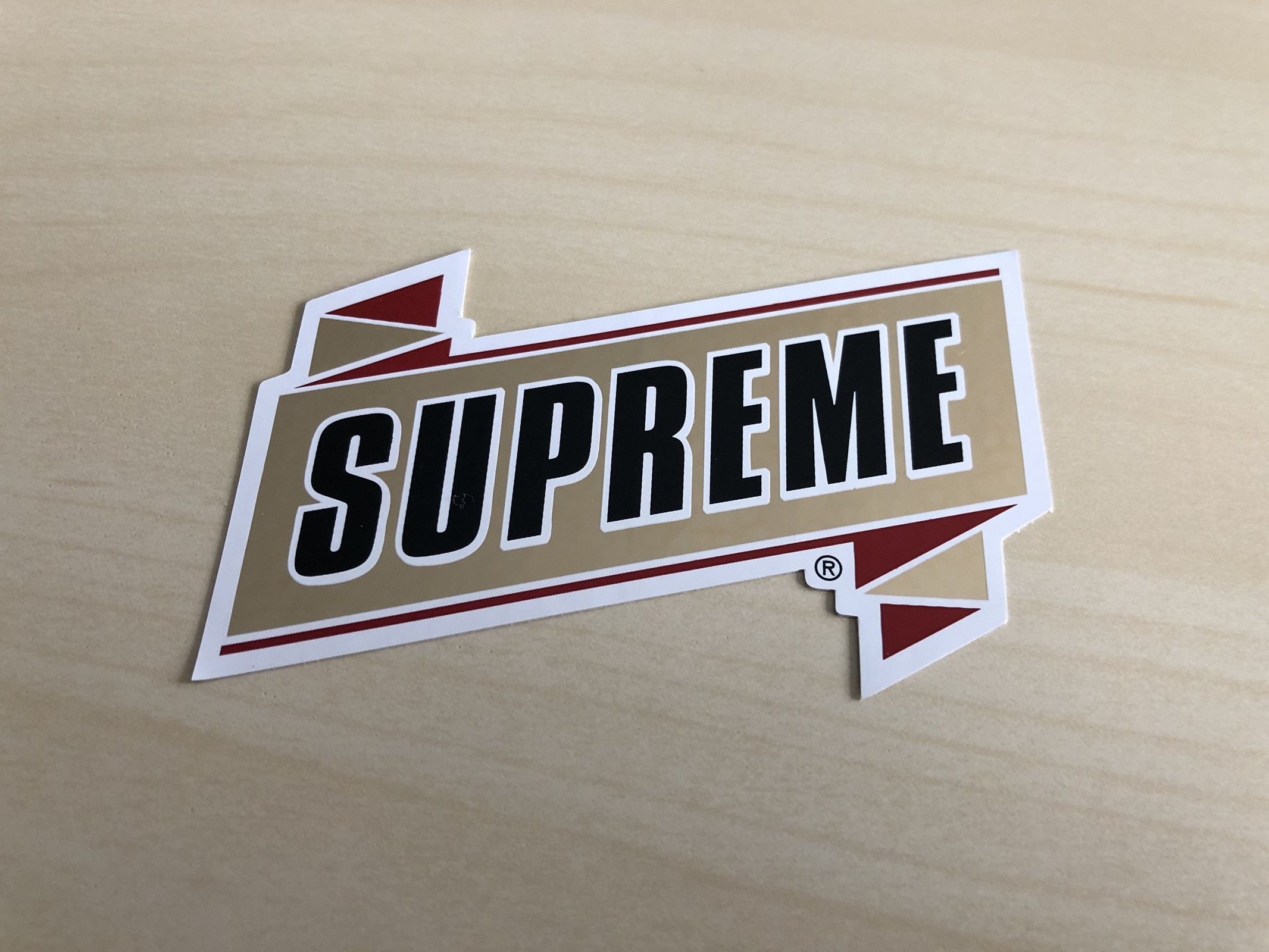 Supreme Emblem Sticker Red Stripe | Grailed