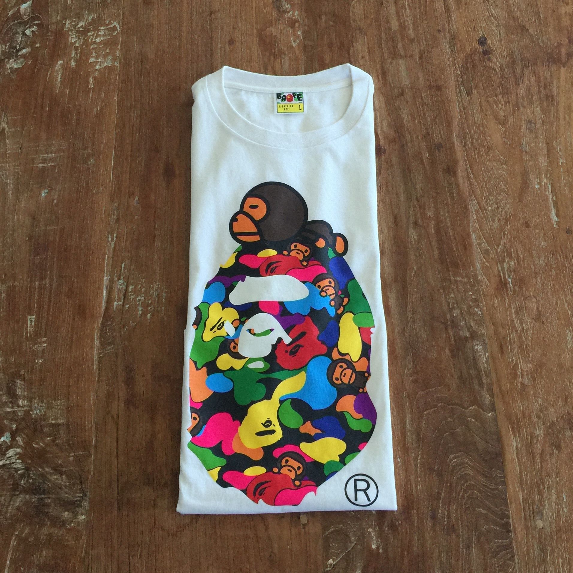 Bape Rainbow Big Logo Tee | Grailed
