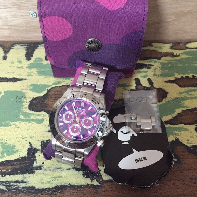 Bape A Bathing Ape Bape Camo 'Daytona' Bapex Watch Purple | Grailed
