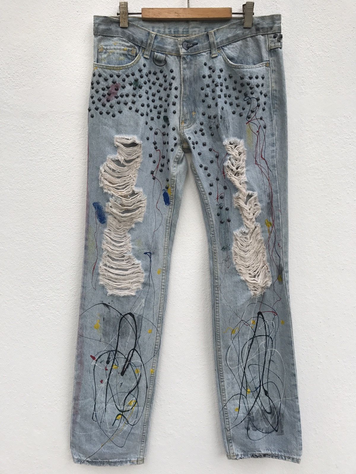 Number (N)ine Number nine Takahiro Miyashita Painted Denim Distressed ...