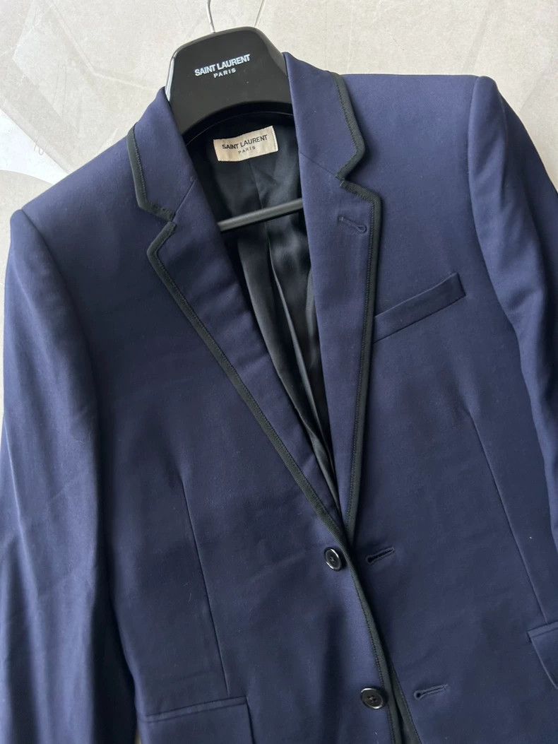 Saint Laurent Paris Saint Laurent 13fw original black border blue suit jacket -DMC | Grailed