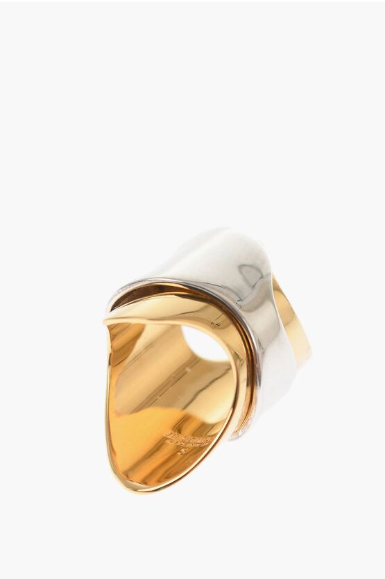Jil Sander Two Tone Brass Ring with Asymmetric Design | Grailed