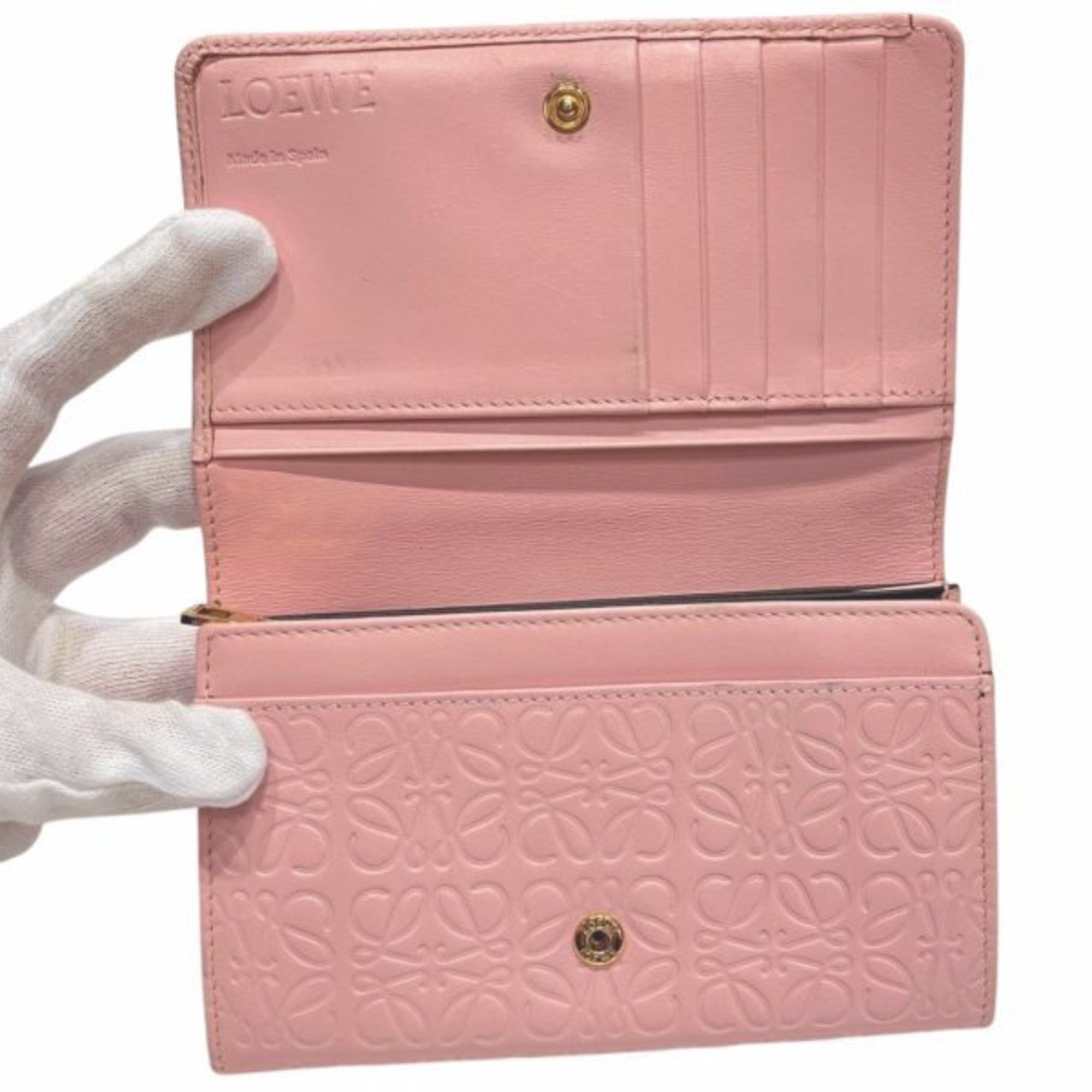Loewe LOEWE Repeat Anagram Leather Pink Bi-fold Wallet for Women | Grailed