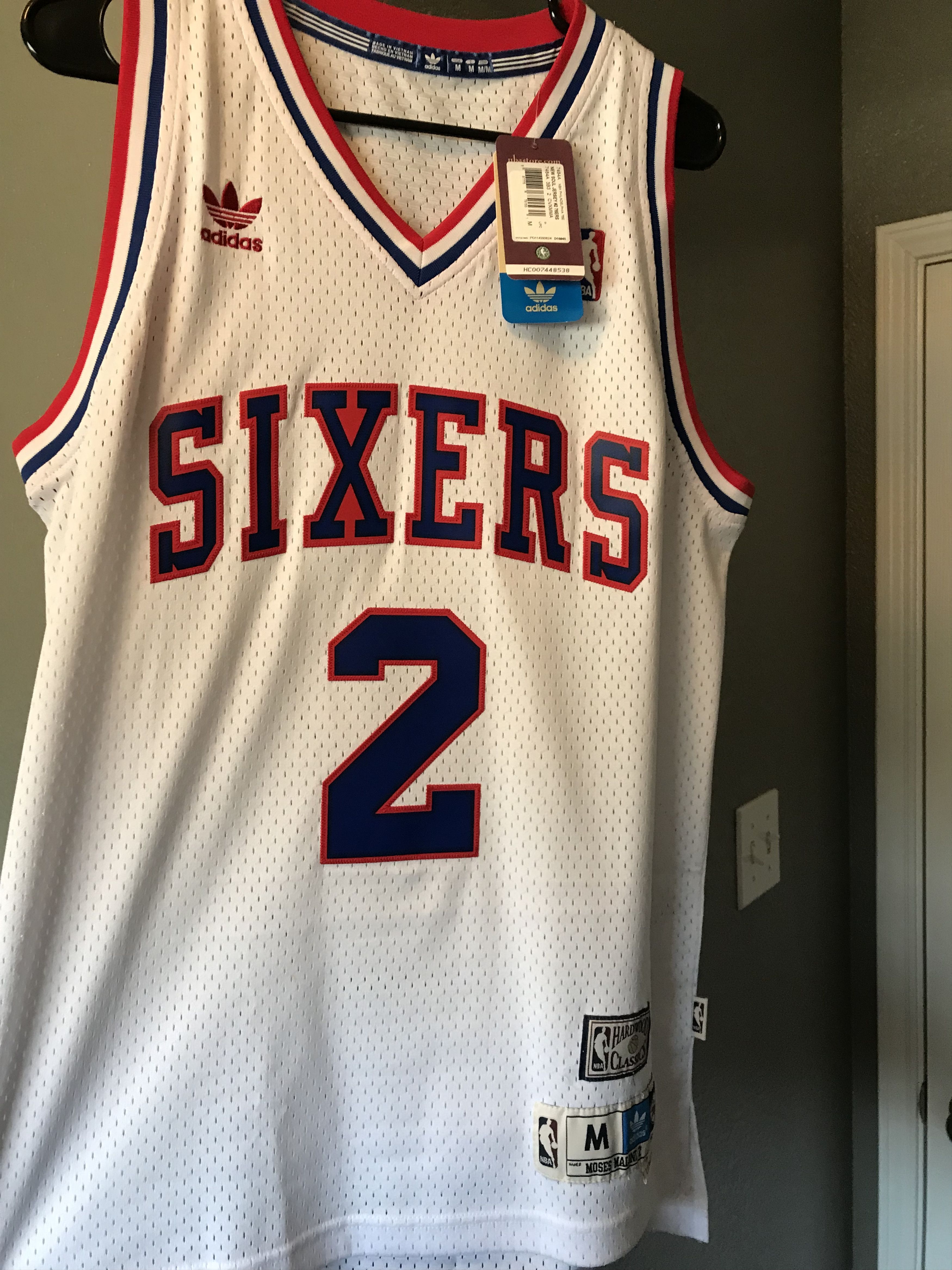 Adidas Adidas Men's Philadelphia 76ers #2 Moses Malone Hardwood Classic ...
