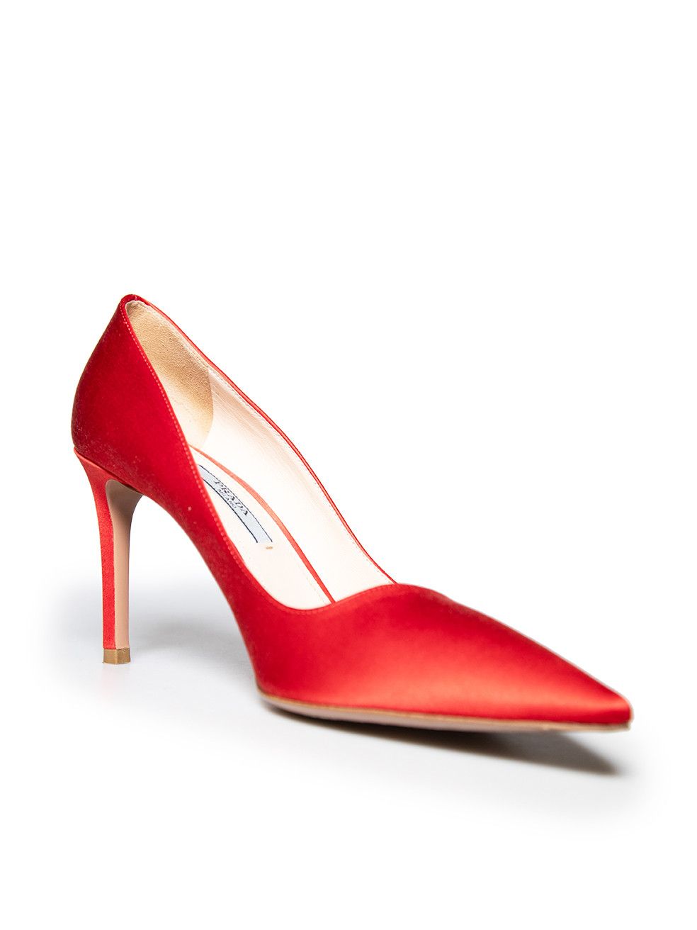 Prada Red Pointed Toe Satin Pumps | Grailed