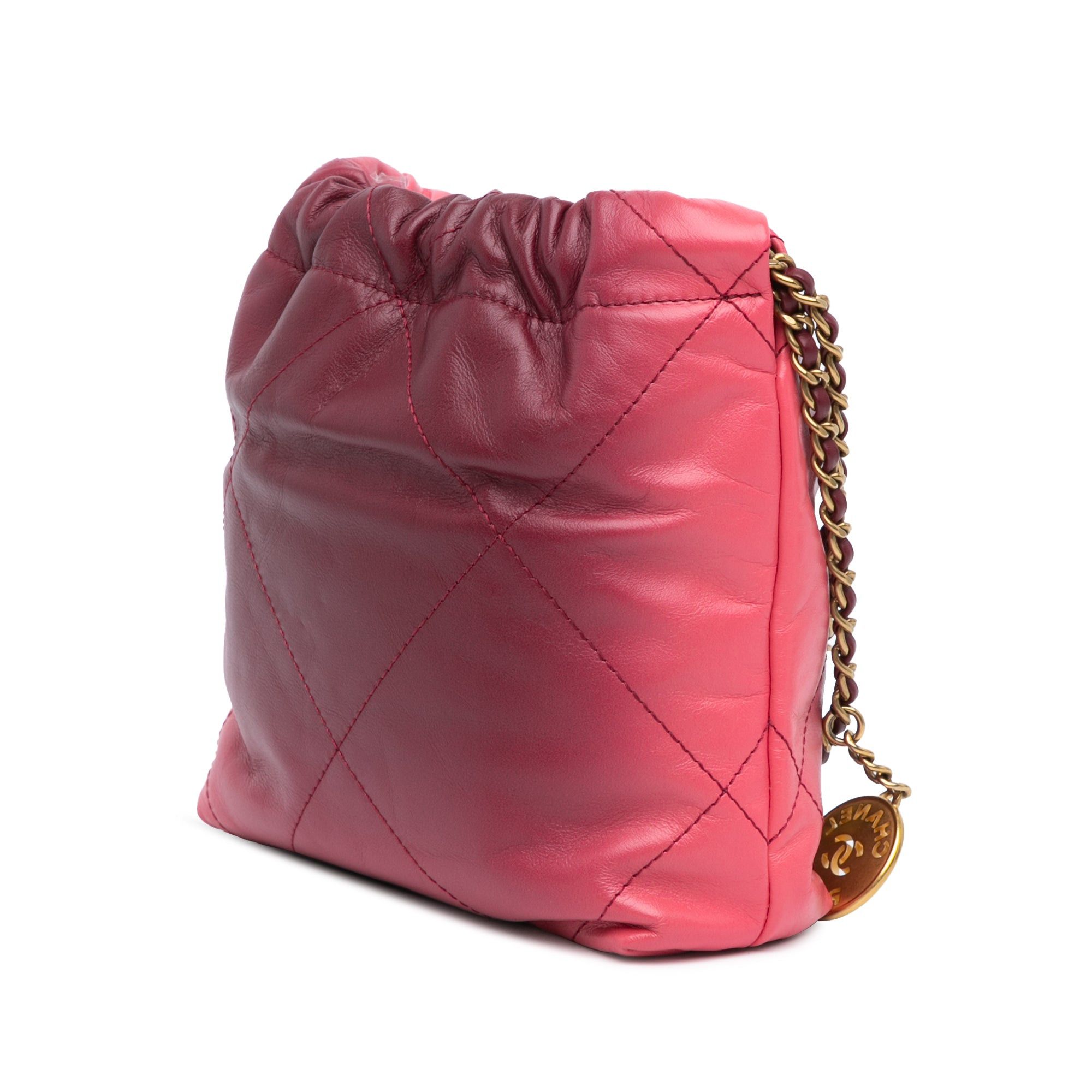 Chanel Red Mini Shiny Calfskin Ombre 22 Handbag Satchel | Grailed