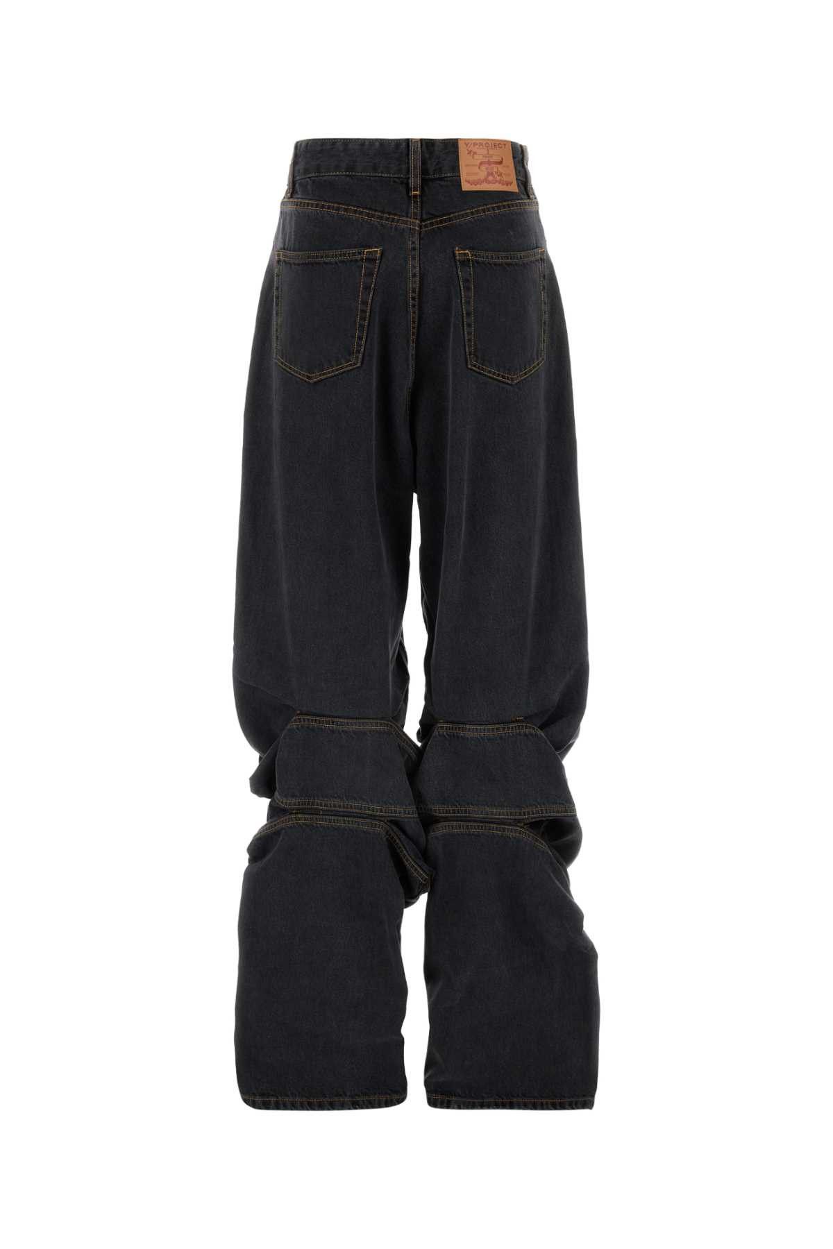 Y/Project Black Denim Wide-Leg Jeans | Grailed