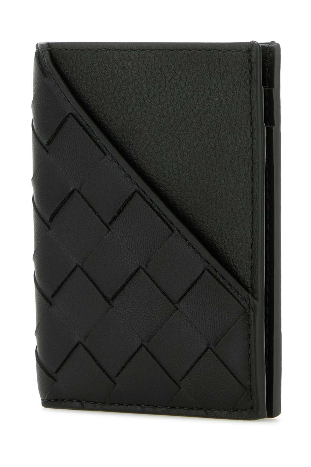 Bottega Veneta Black Leather Intrecciato Diagonal Card Holder | Grailed