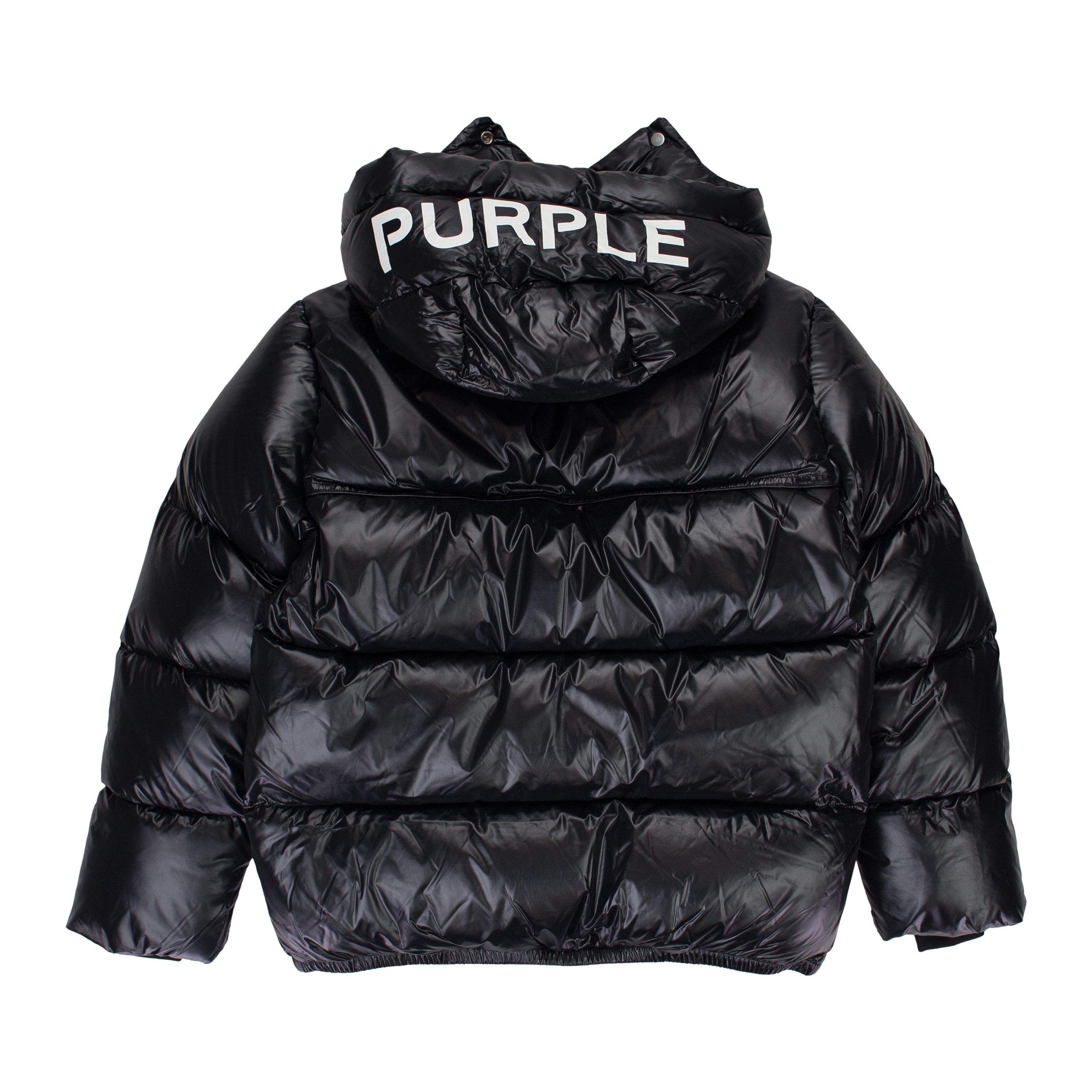 Purple Brand NYLON SNAP OFF HOOD PUFFER JACKET JET Black DOWN & PUFFER ...