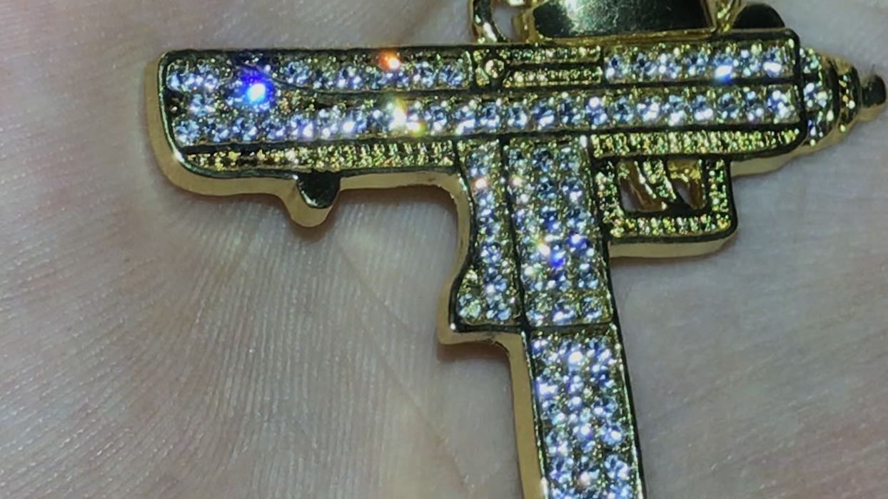 Custom 10K Gold Plated Iced Out Uzi Pendant&Chain Combo | Grailed